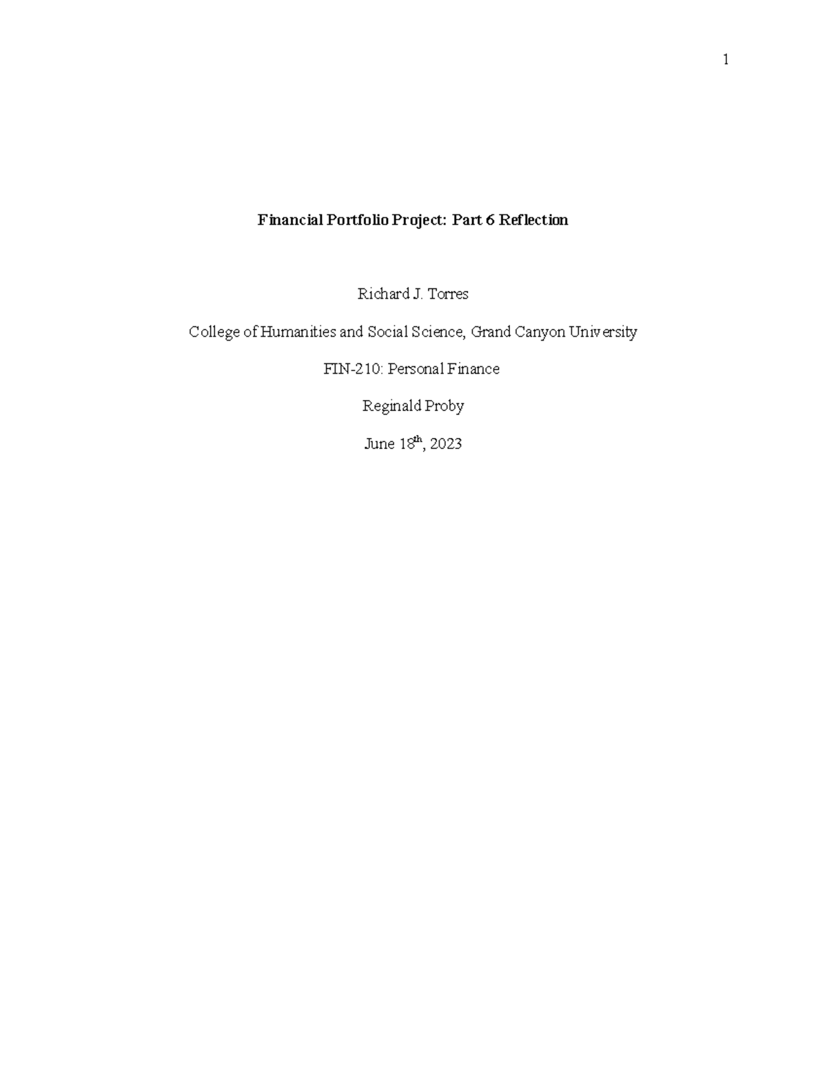 Financial Portfolio Project Part 6 Reflection - Financial Portfolio ...