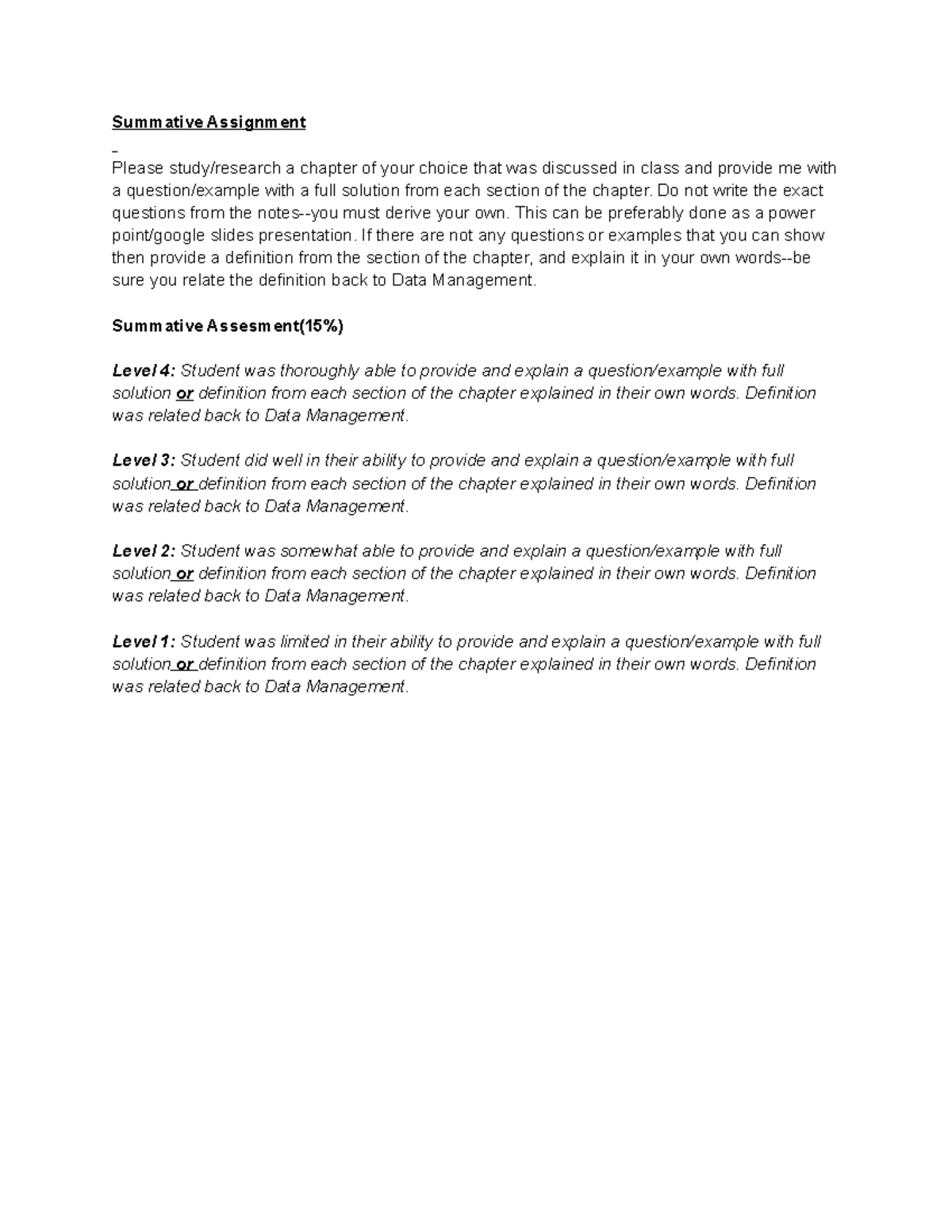 Final Summative Part 1 - Summative Assignment Please study/research a ...