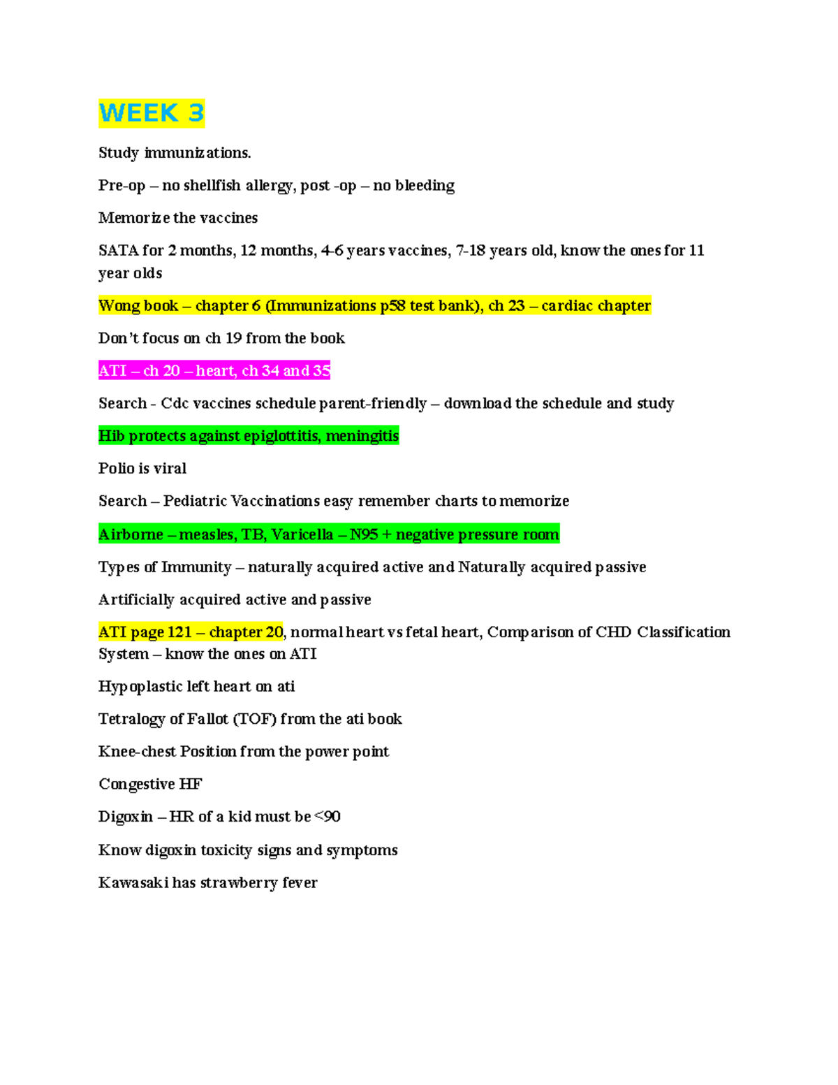 WEEK 3 - Lecture Notes - Things to Remember - WEEK 3 Study ...