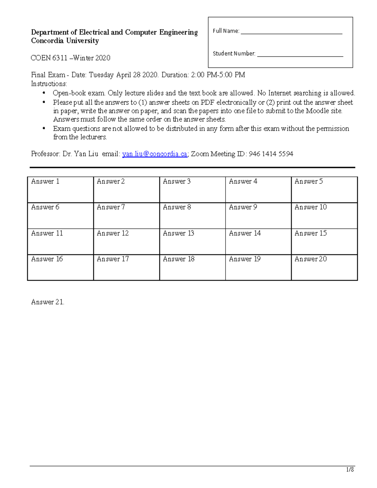 COEN6311- Final 2020Winter - Department of Electrical and Computer ...