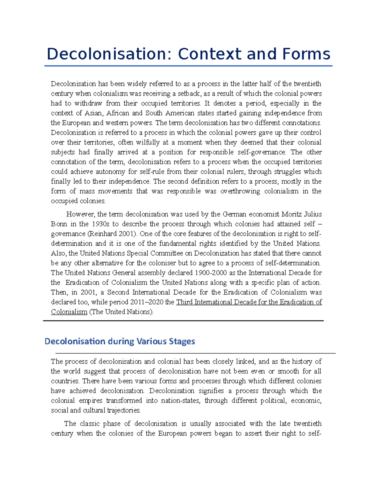 Decolonisation Context and Forms - Decolonisation: Context and Forms ...