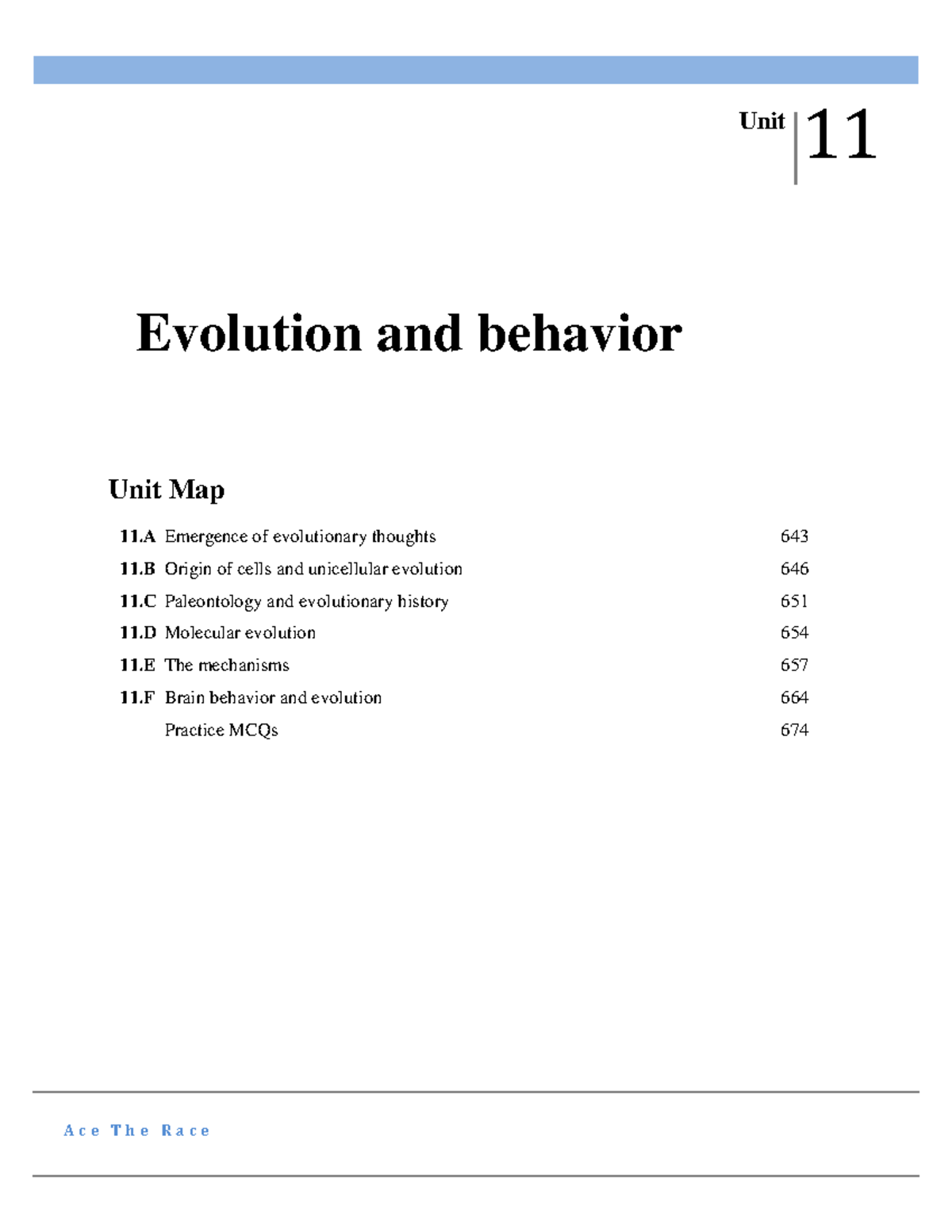Unit 11 Evolution and behavior CSIR UGC NET Life Sciences - Unit 11 Unit Map 11 Emergence of ...