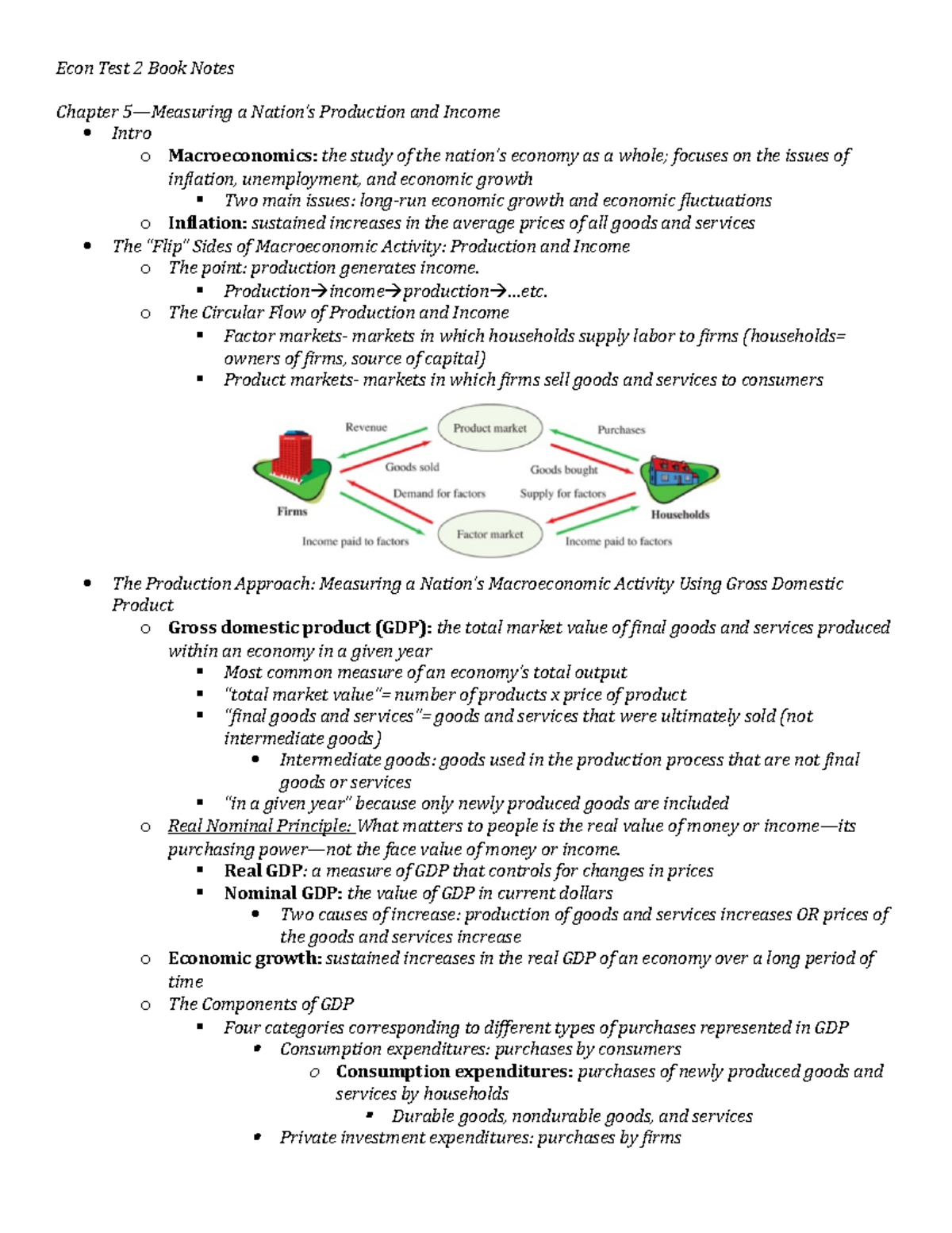Econ Test 2 Book Notes - Econ Test 2 Book Notes Chapter 5—Measuring a ...