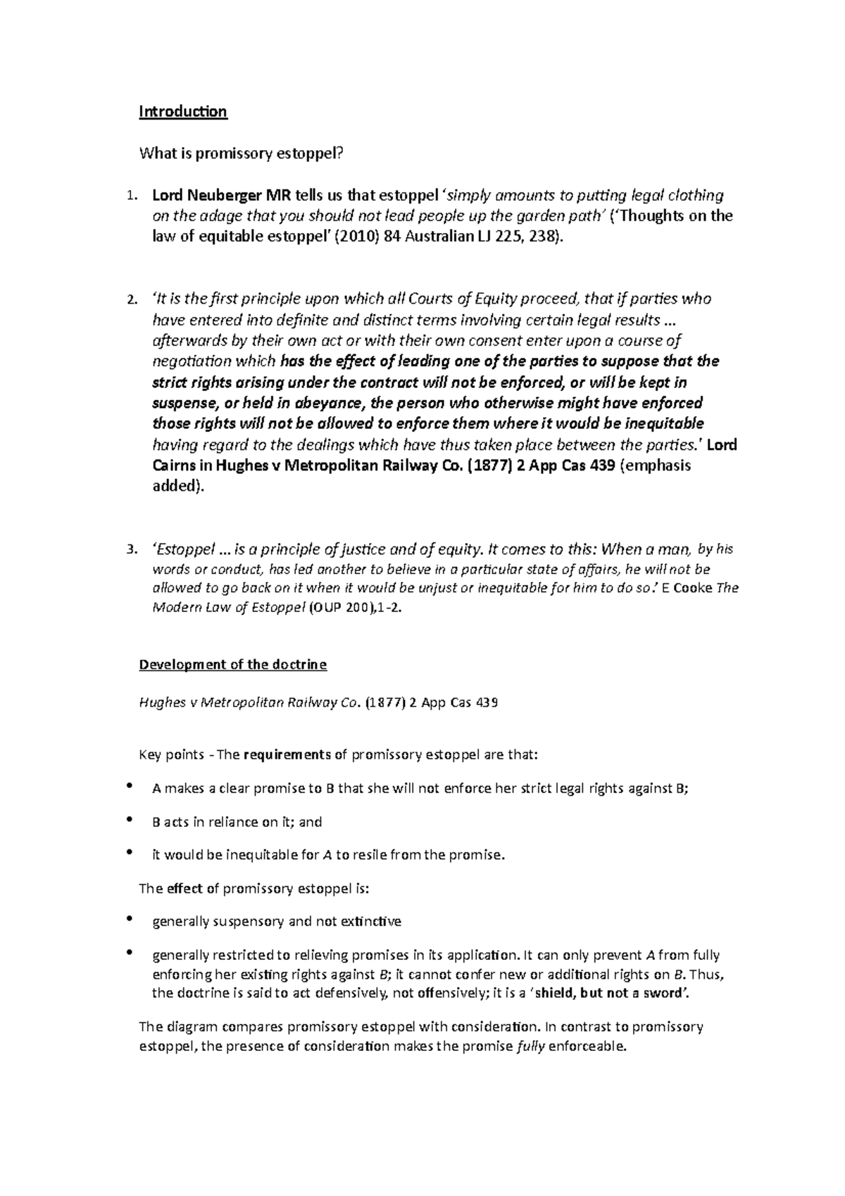 Promissory Estoppel: Definition Principles and Application - Studocu