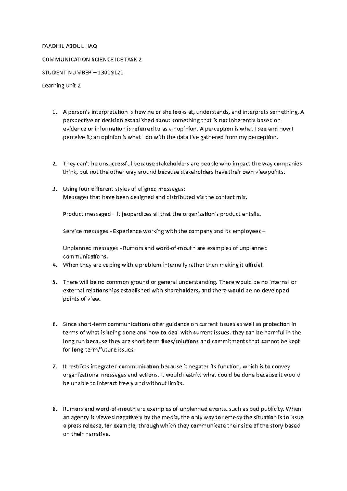 communication science ice task - FAADHIL ABDUL HAQ COMMUNICATION ...