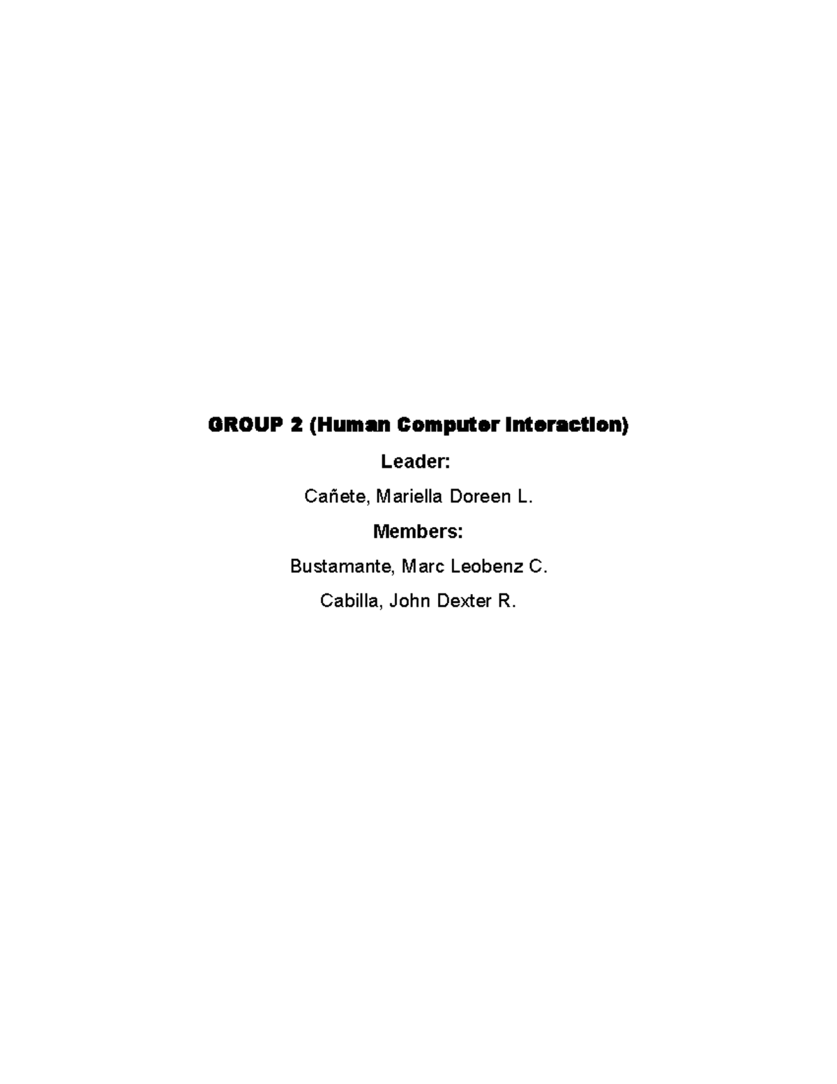 Group 2conceptpaper - human computer interaction - GROUP 2 (Human Computer Interaction) Leader ...