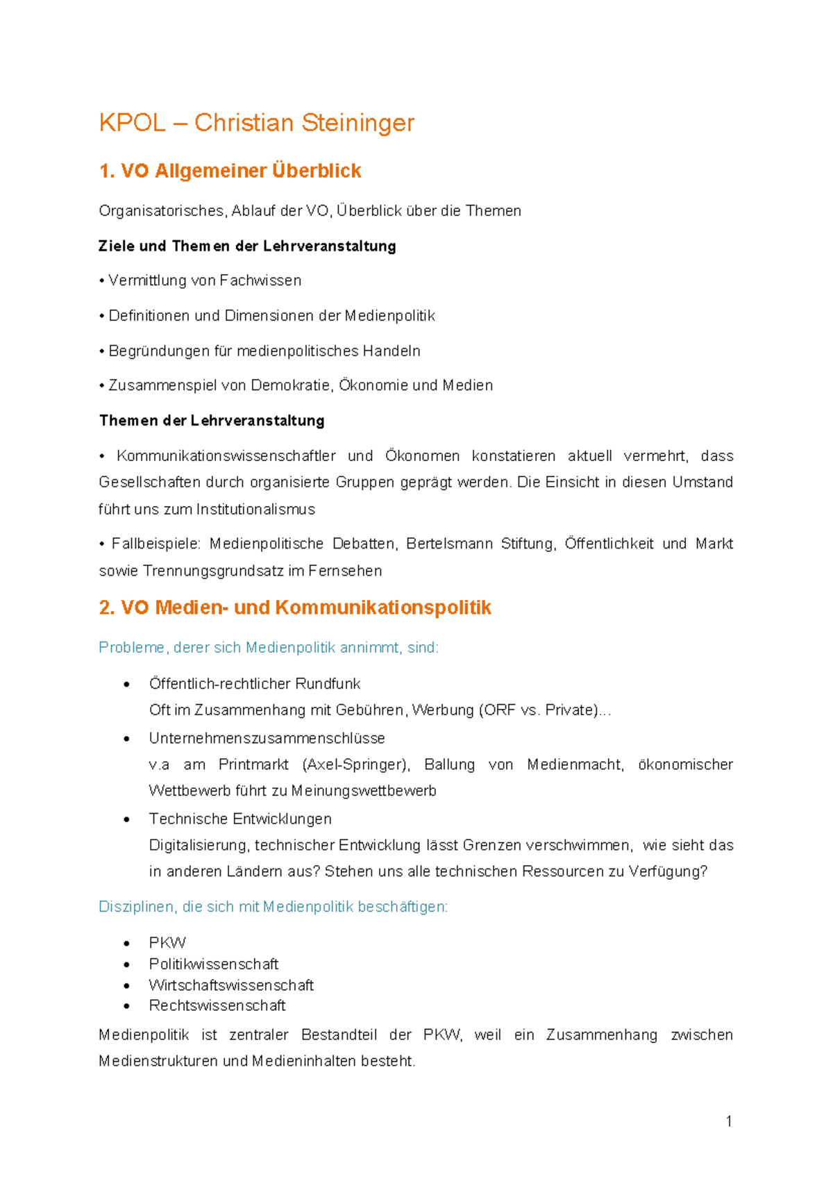 KPOL Christian Steininger - KPOL – Christian Steininger 1. VO ...