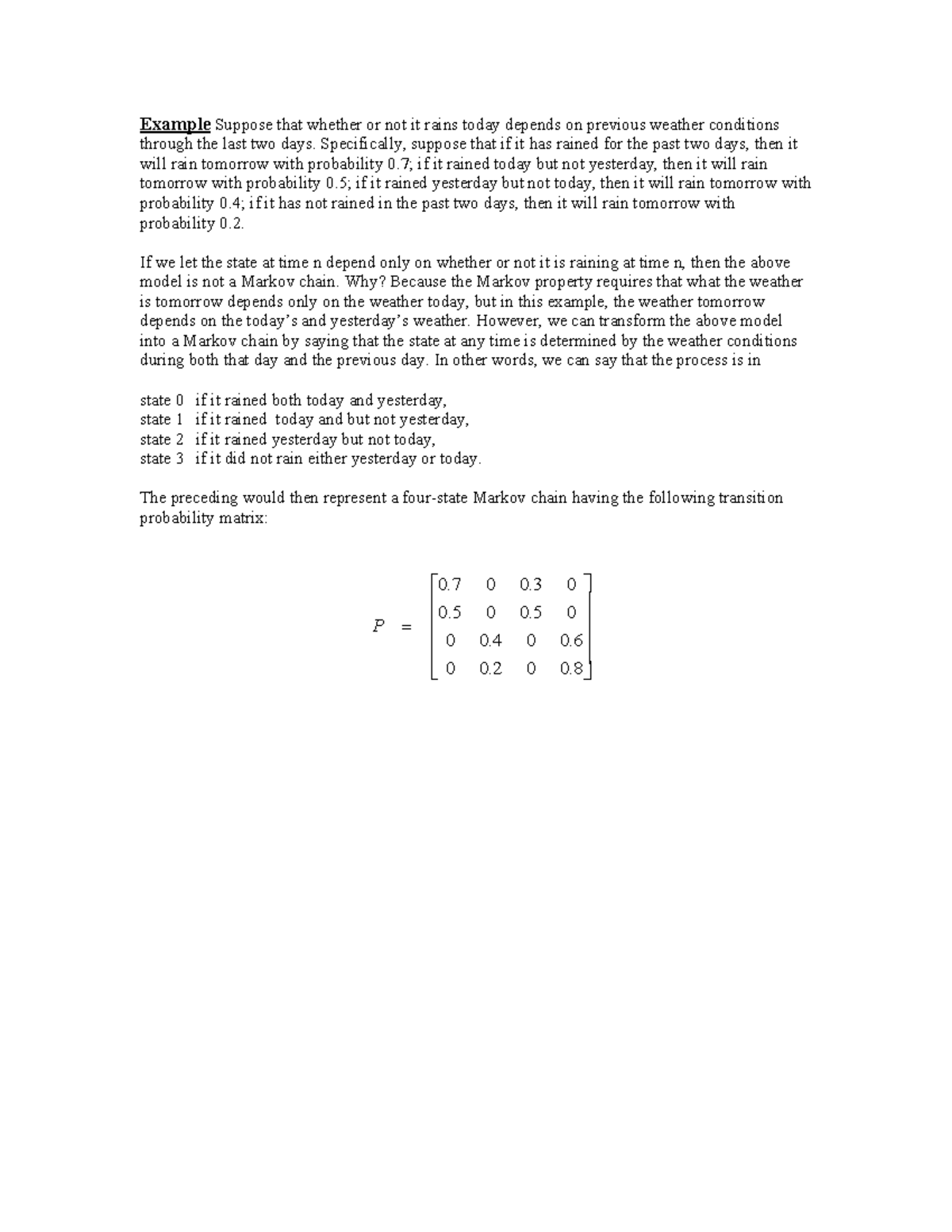 Markov chain state definition example - Examplethrough the last two ...