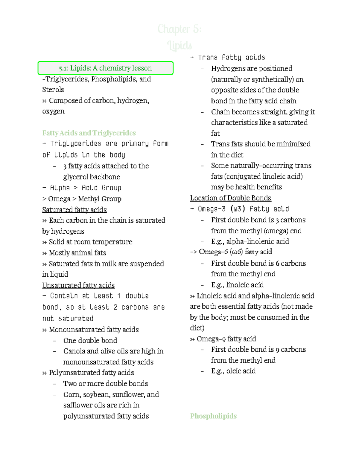 Ch.5 Lipids - NSD 225 - Nutrition in Health - Bruening Textbook Notes ...