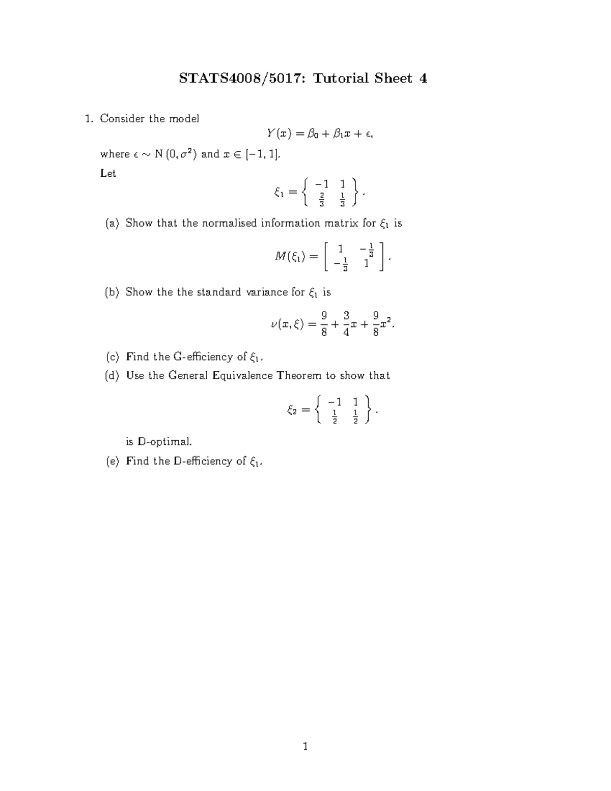 Tut4 - Exercises with Solutions for Design of Experiments - STATS4008 ...