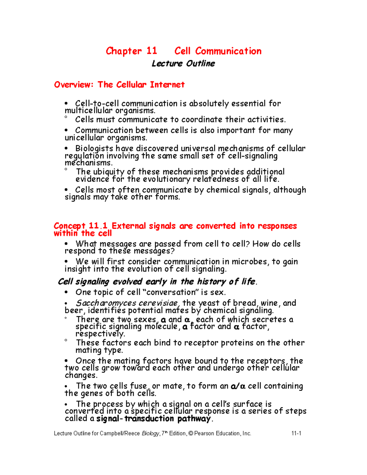 Chapter 11 - Lecture notes 3 - Chapter 11 Cell Communication Lecture ...