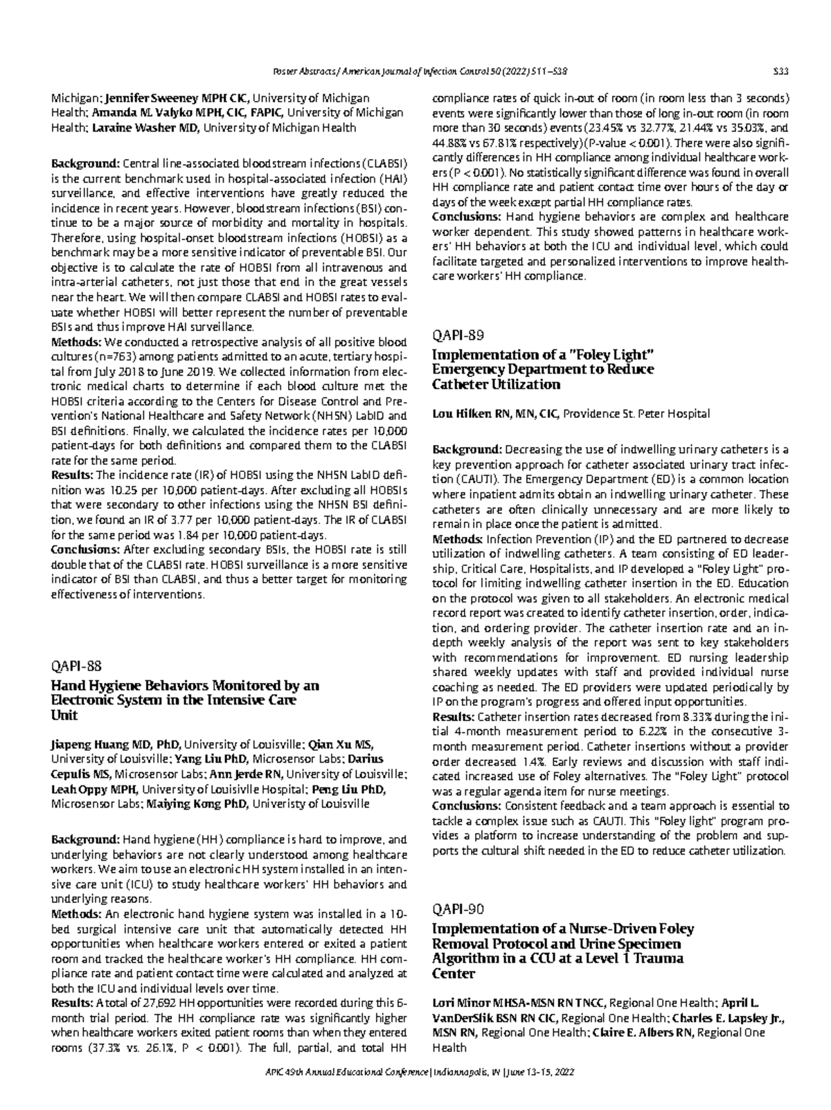 Nursing research journal - Michigan;Jennifer Sweeney MPH CIC,University ...