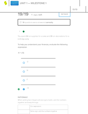 Sophia Pathways Intro to College Mathematics Unit 5 Milestone - 1 20/22 ...