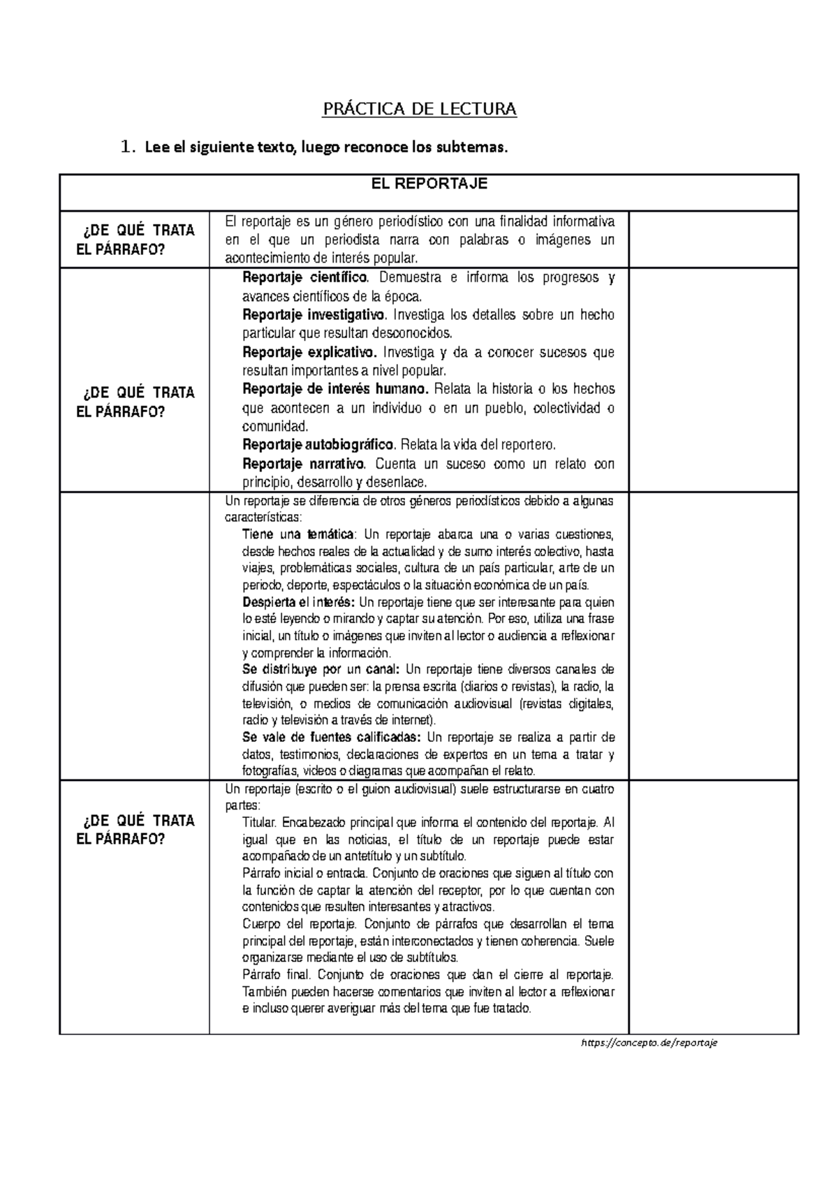 Práctica DE Lectura - agsadgf - PRÁCTICA DE LECTURA 1. Lee el siguiente ...