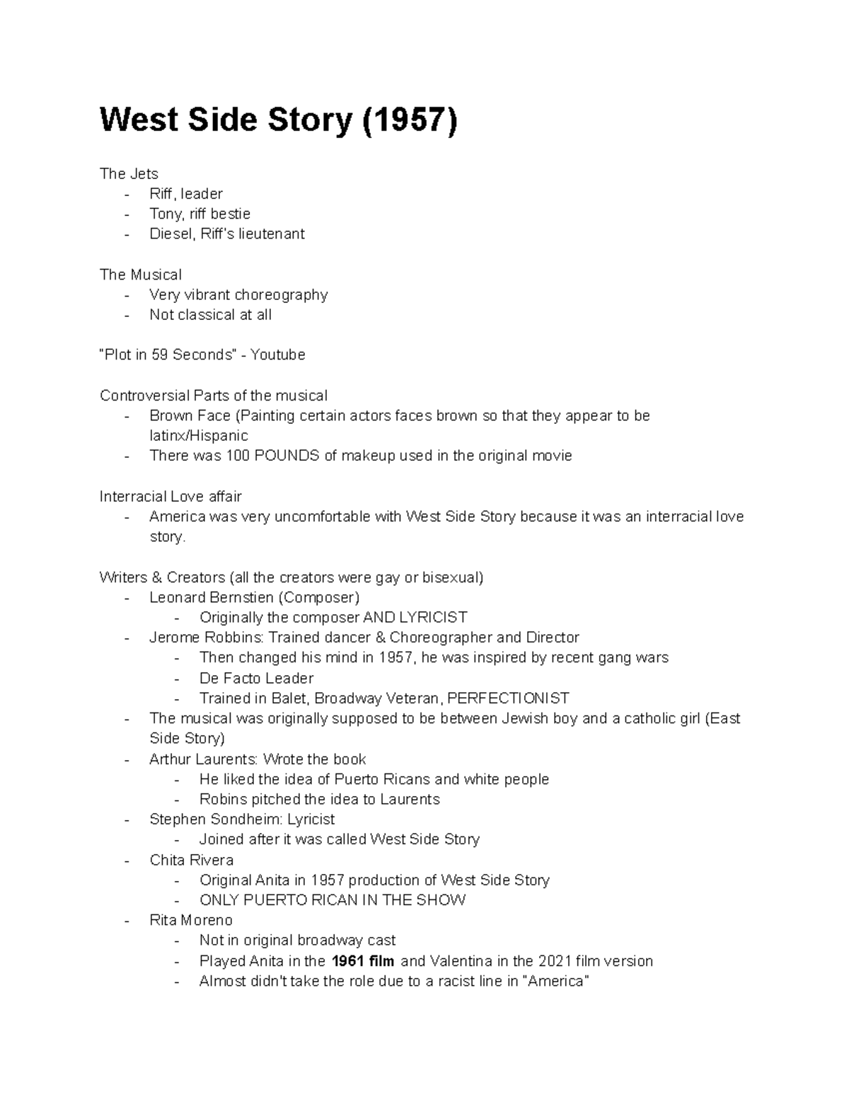 West Side Story 9 20 MUSC 200 - West Side Story (1957) The Jets - Riff ...