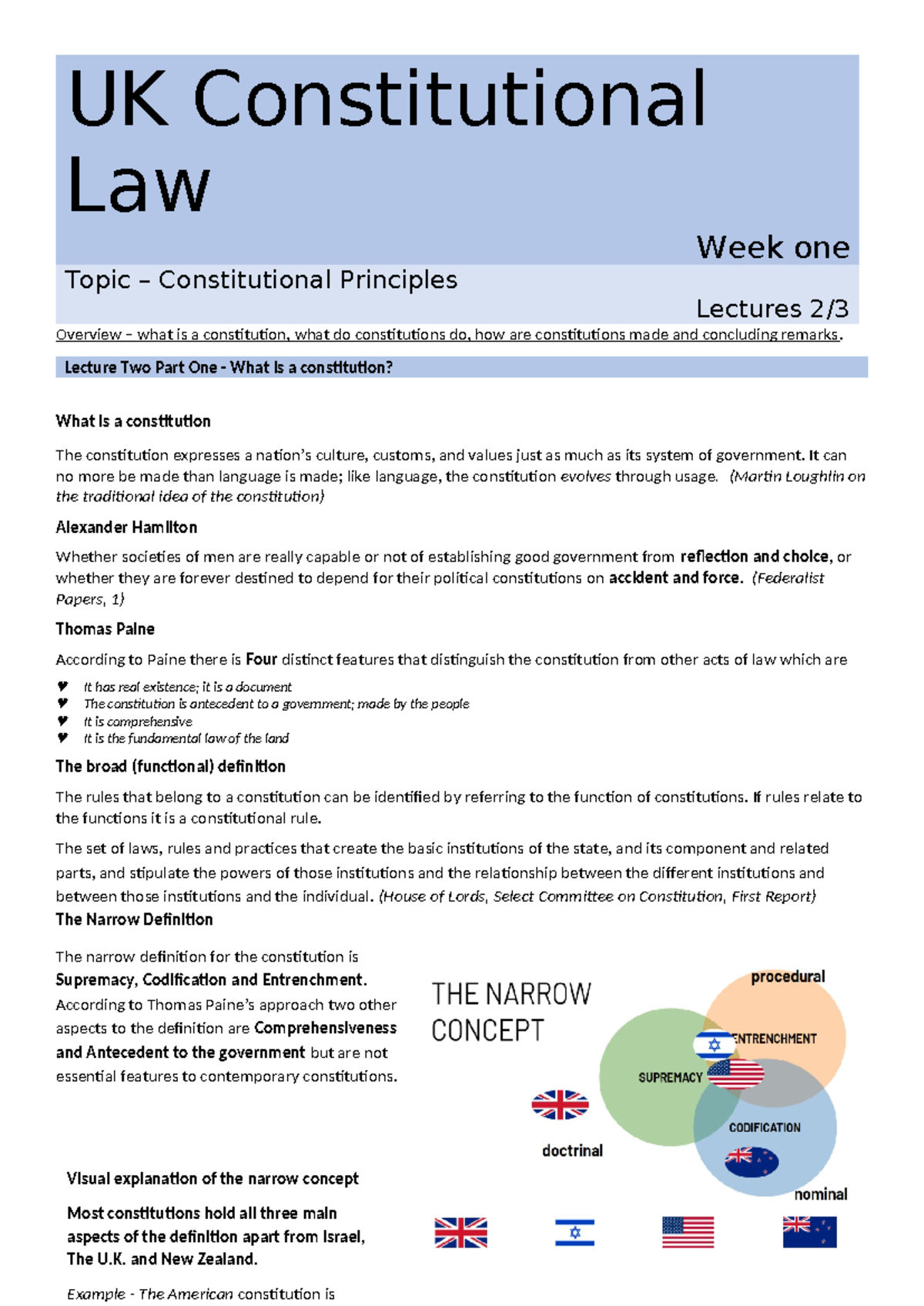 UK Constitutional Law - Week One - (lecture 2-3) - UK Constitutional ...