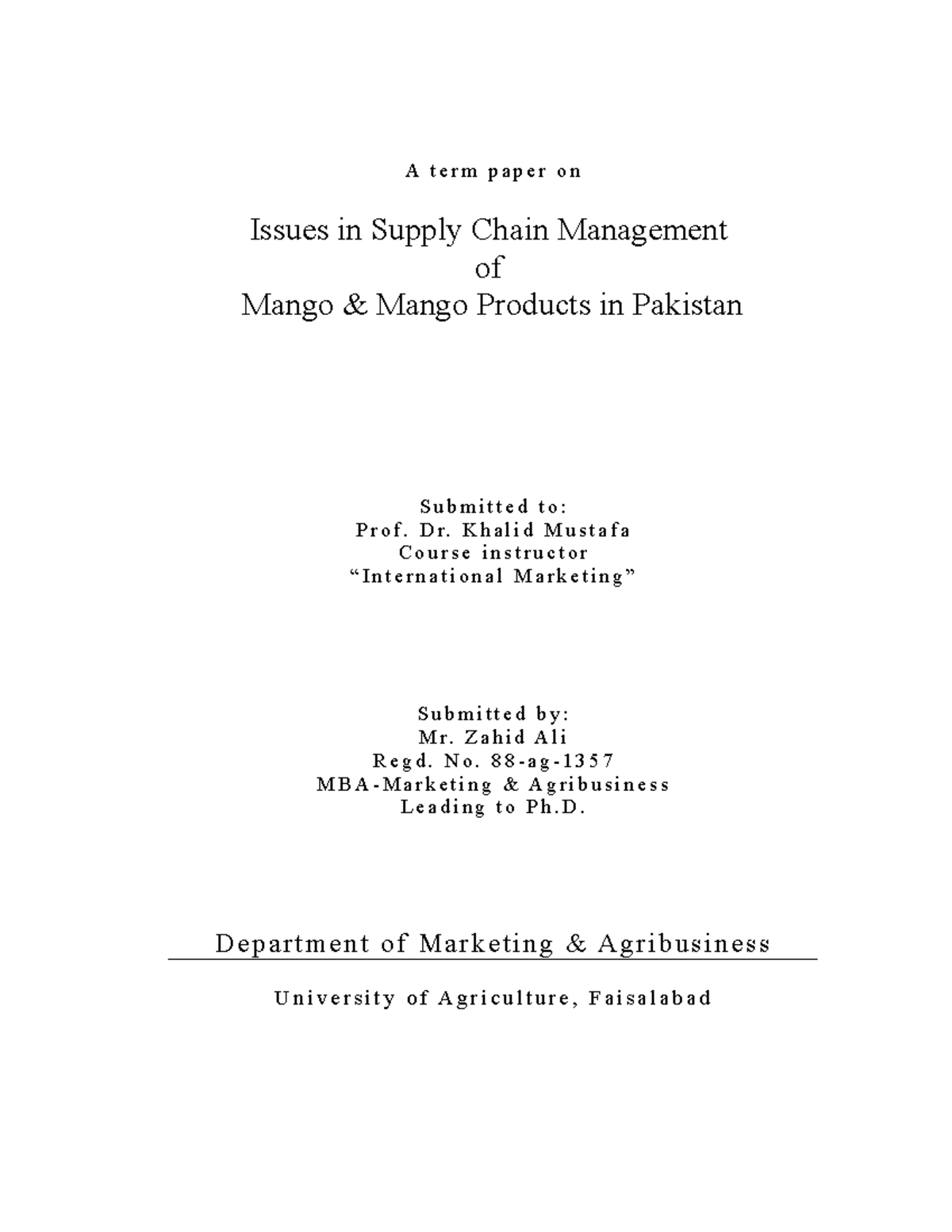 Mango Supply Chain - A term paper on Issues in Supply Chain Management ...