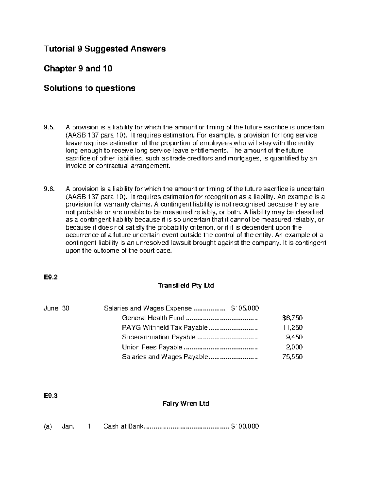 Tutorial 9 Suggested Answers -Week 9 - Tutorial 9 Suggested Answers ...