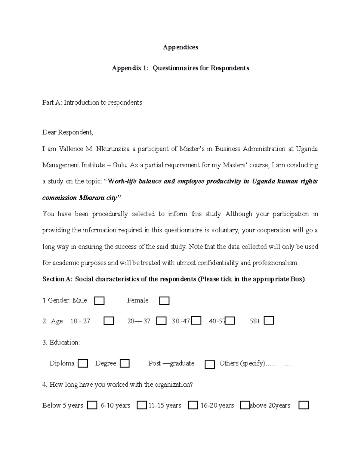 Tools - Free to use notes - Appendices Appendix 1: Questionnaires for ...