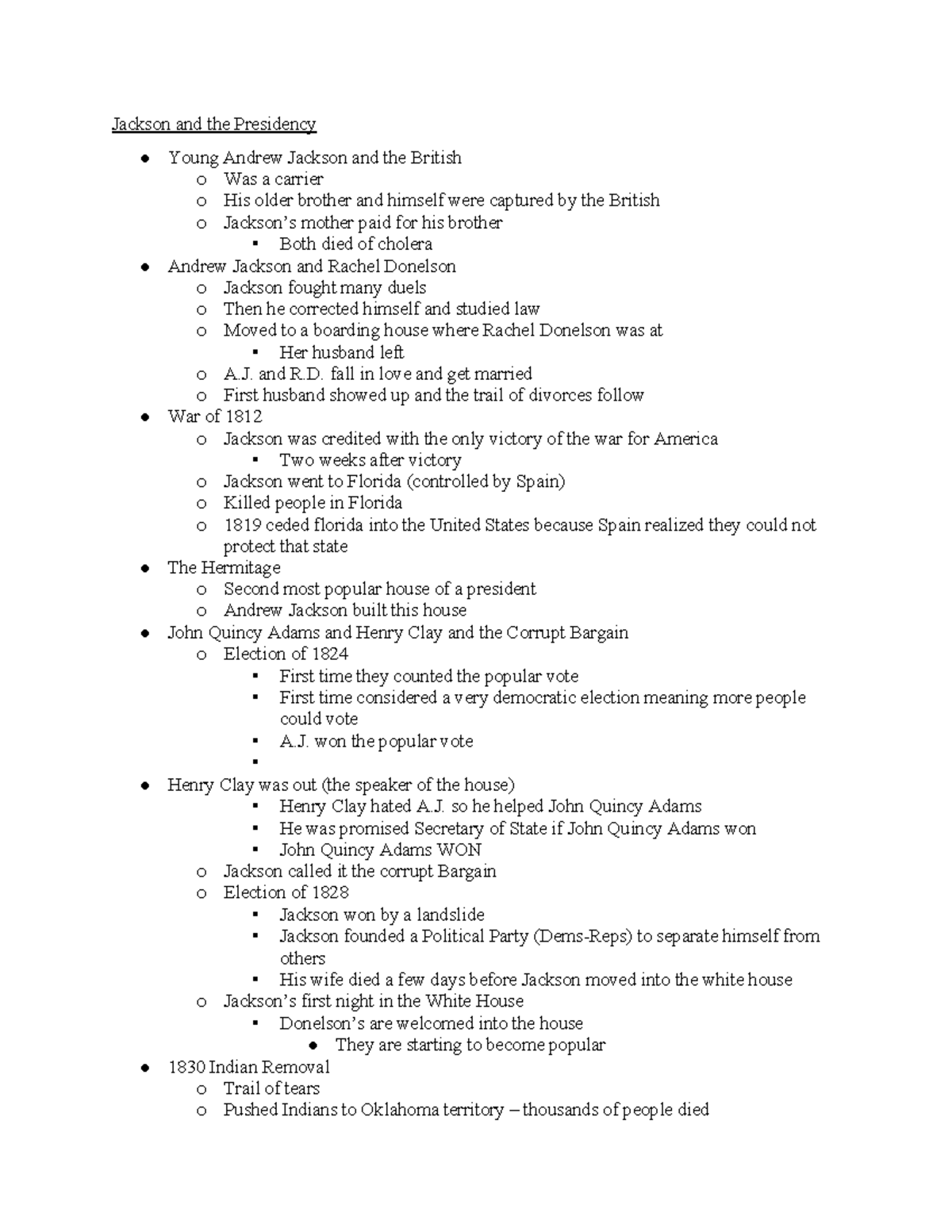 History Part21 - Jackson and the Presidency - Jackson and the ...