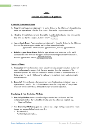 numerical method - Numerical Method - Studocu