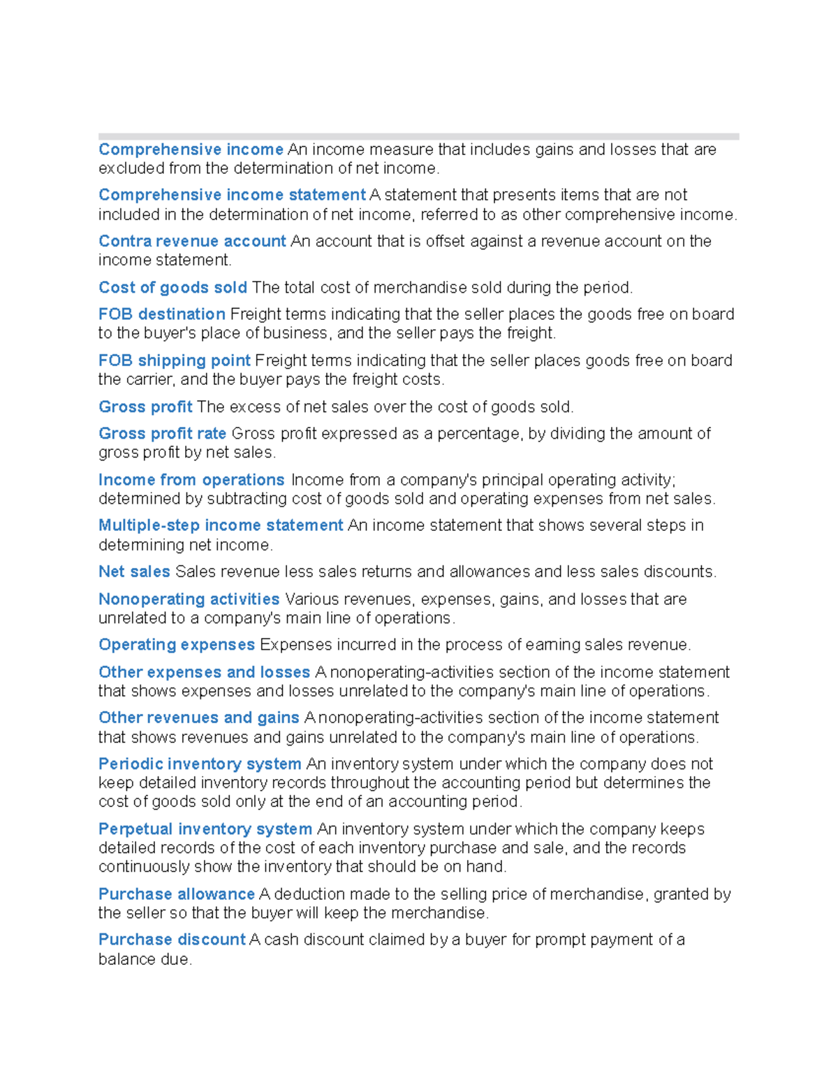 AC114 Unit 8 Studynotes - Comprehensive income An income measure that ...