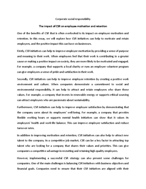 Corporate social responsibility - The role of CSR in enhancing a ...