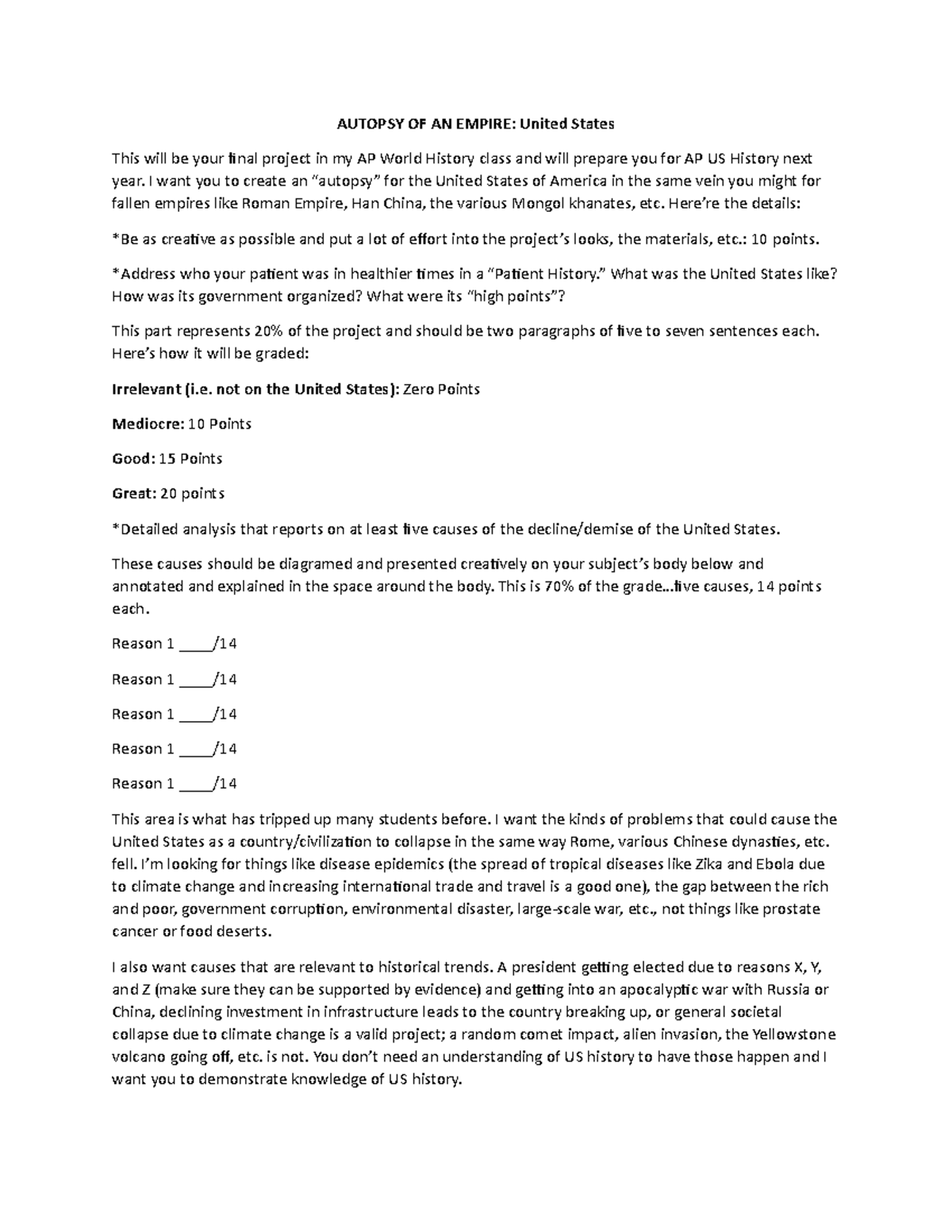 Autopsy of the USA Final Project - AUTOPSY OF AN EMPIRE: United States ...