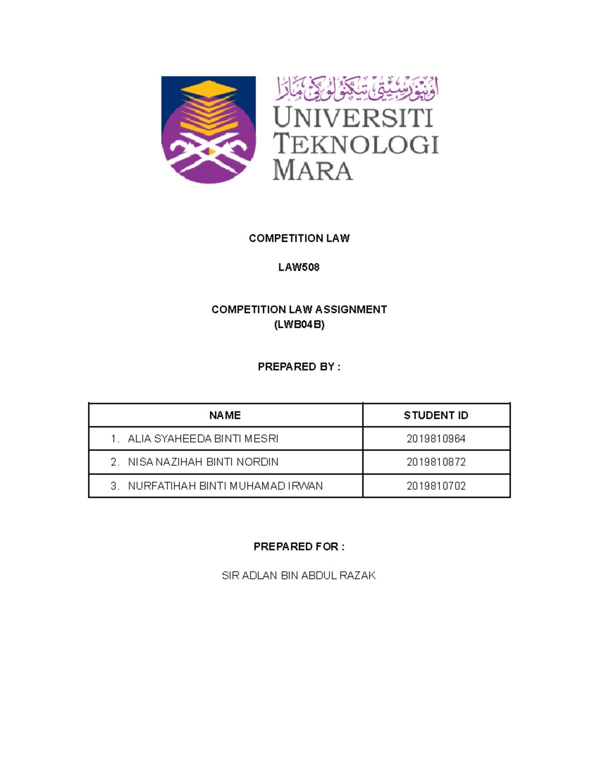 Competition Law - Section 4(2) of Competition Act 2010 - COMPETITION ...