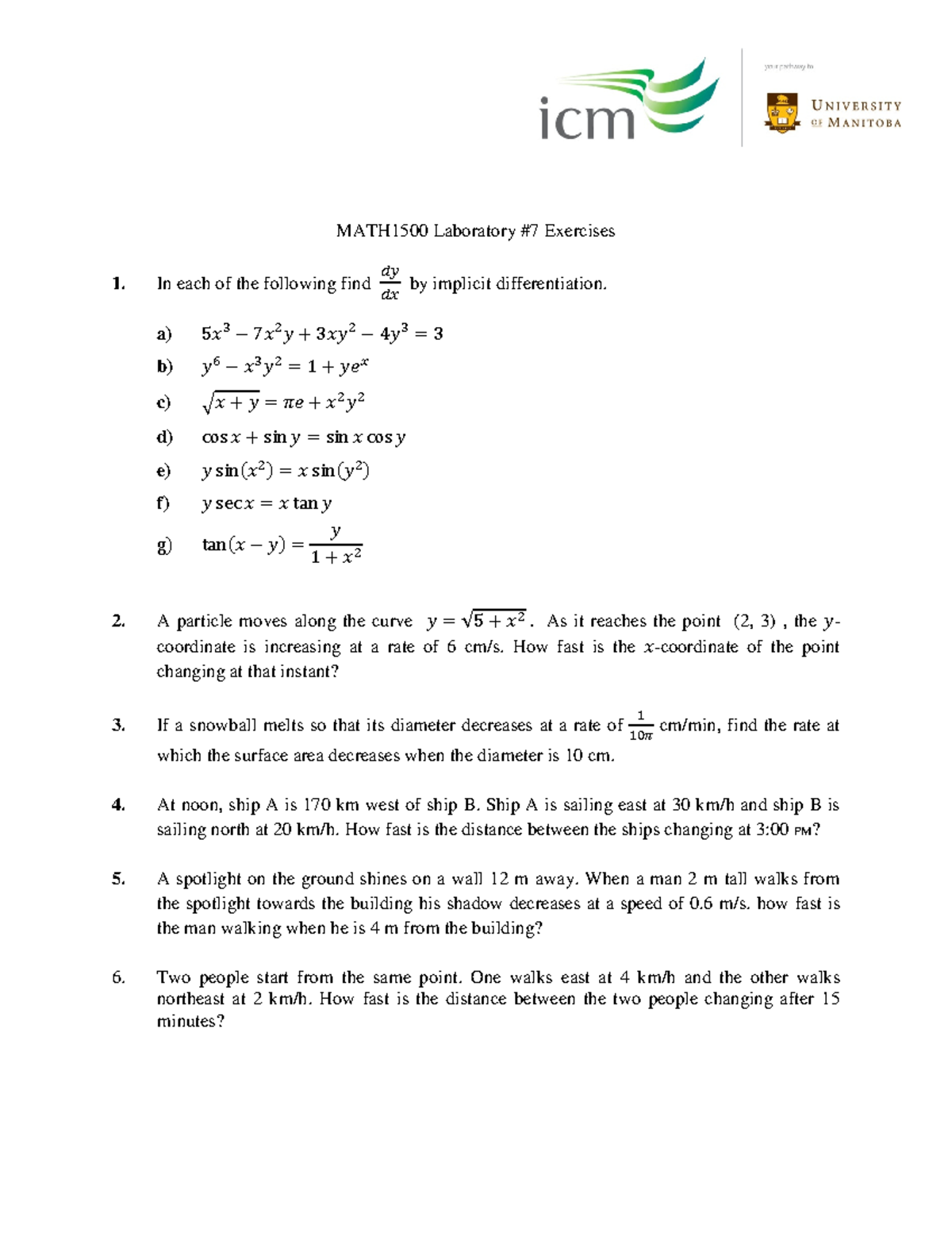 Laboratory #7 Exercises - MATH1500 Laboratory #7 Exercises 1. In each ...
