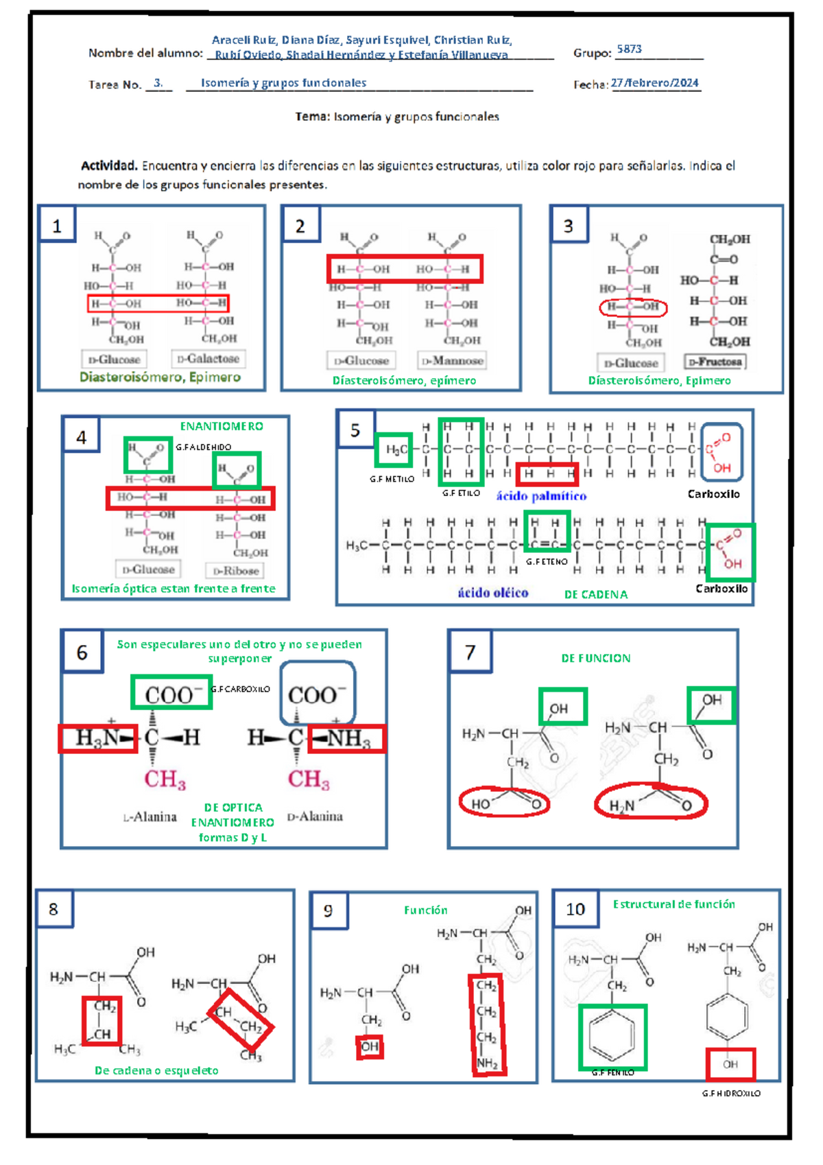 Actividad isomeros - Díasteroisómero, epímero DE CADENA Díasteroisómero ...
