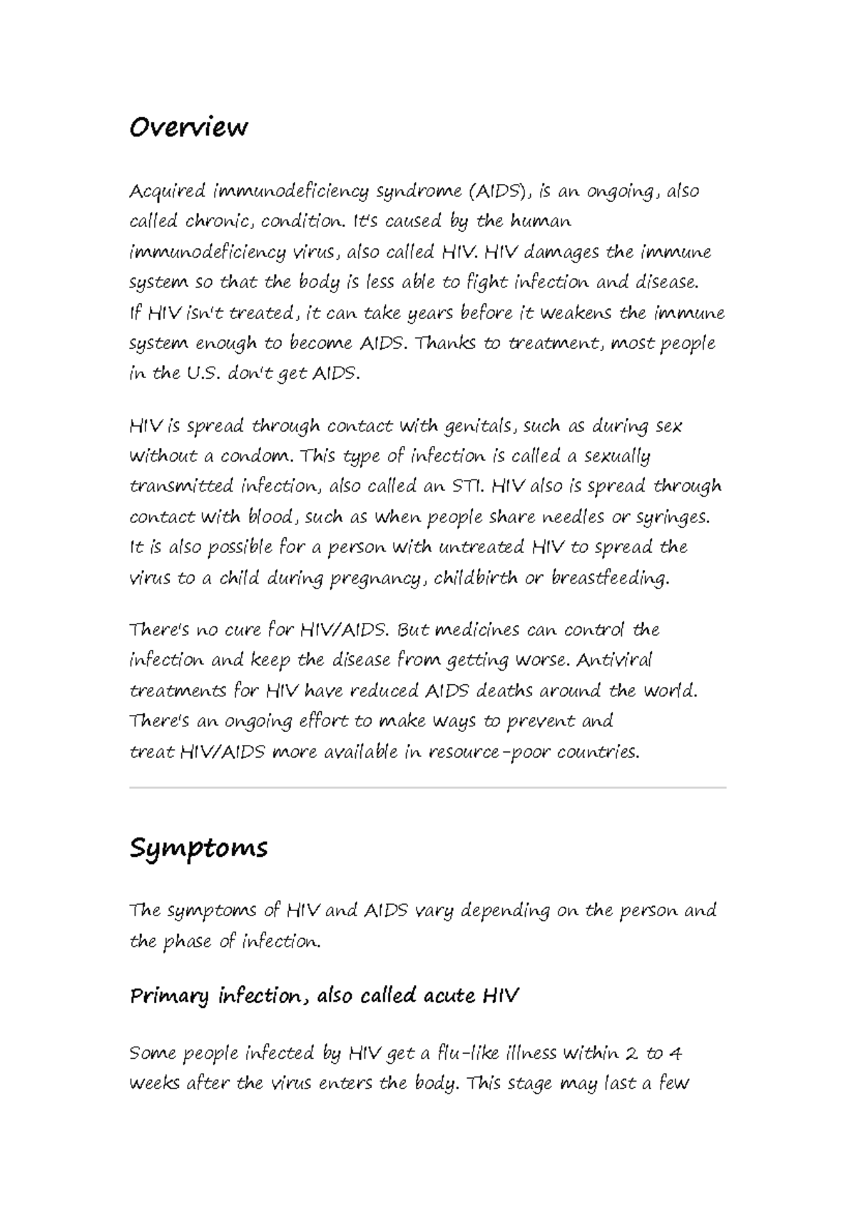 HIV - MODULE HIV - Overview Acquired immunodeficiency syndrome (AIDS ...