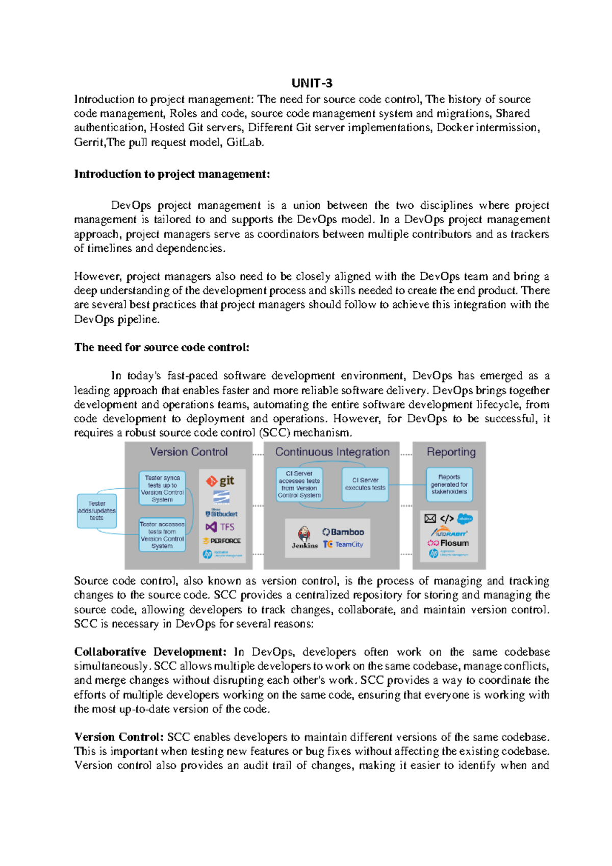Unit 3 Devops Unit 3 Unit 3 Introduction To Project Management The Need For Source Code