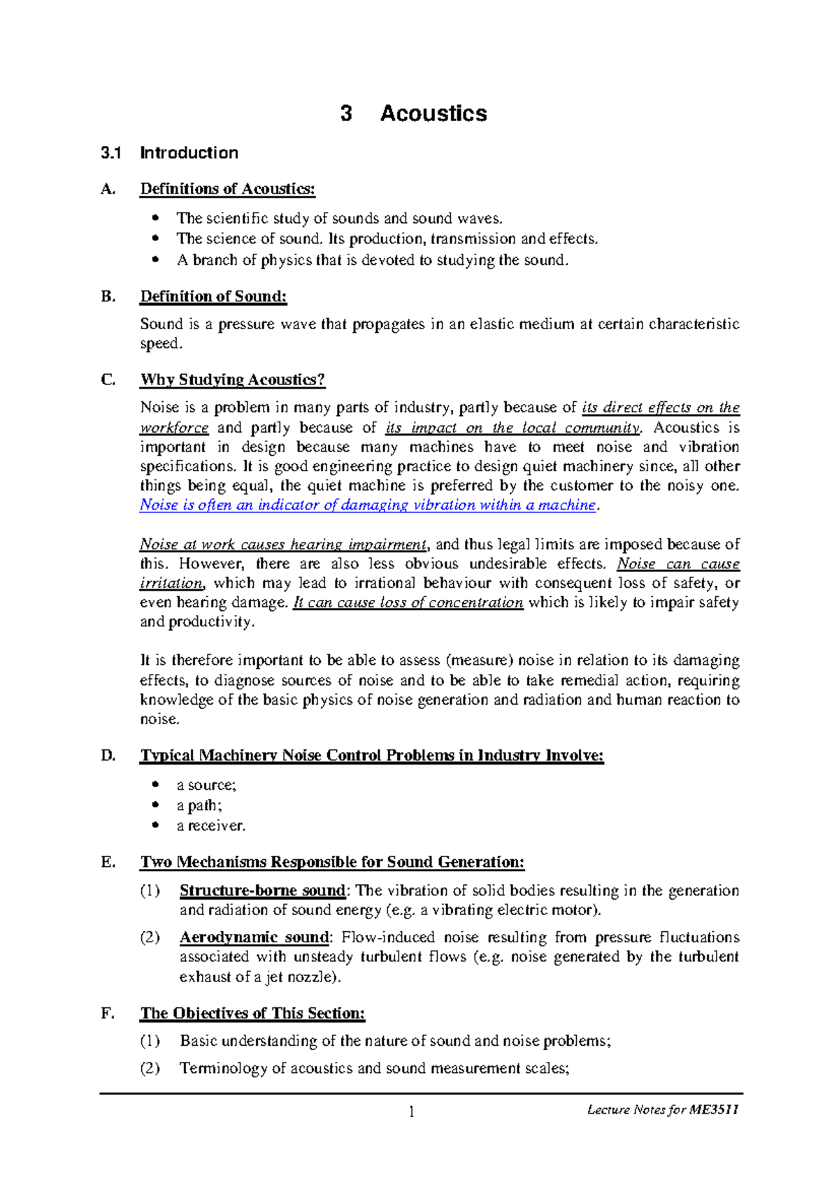 notes week 10 for stuff for great things - 3 Acoustics 3 Introduction A ...