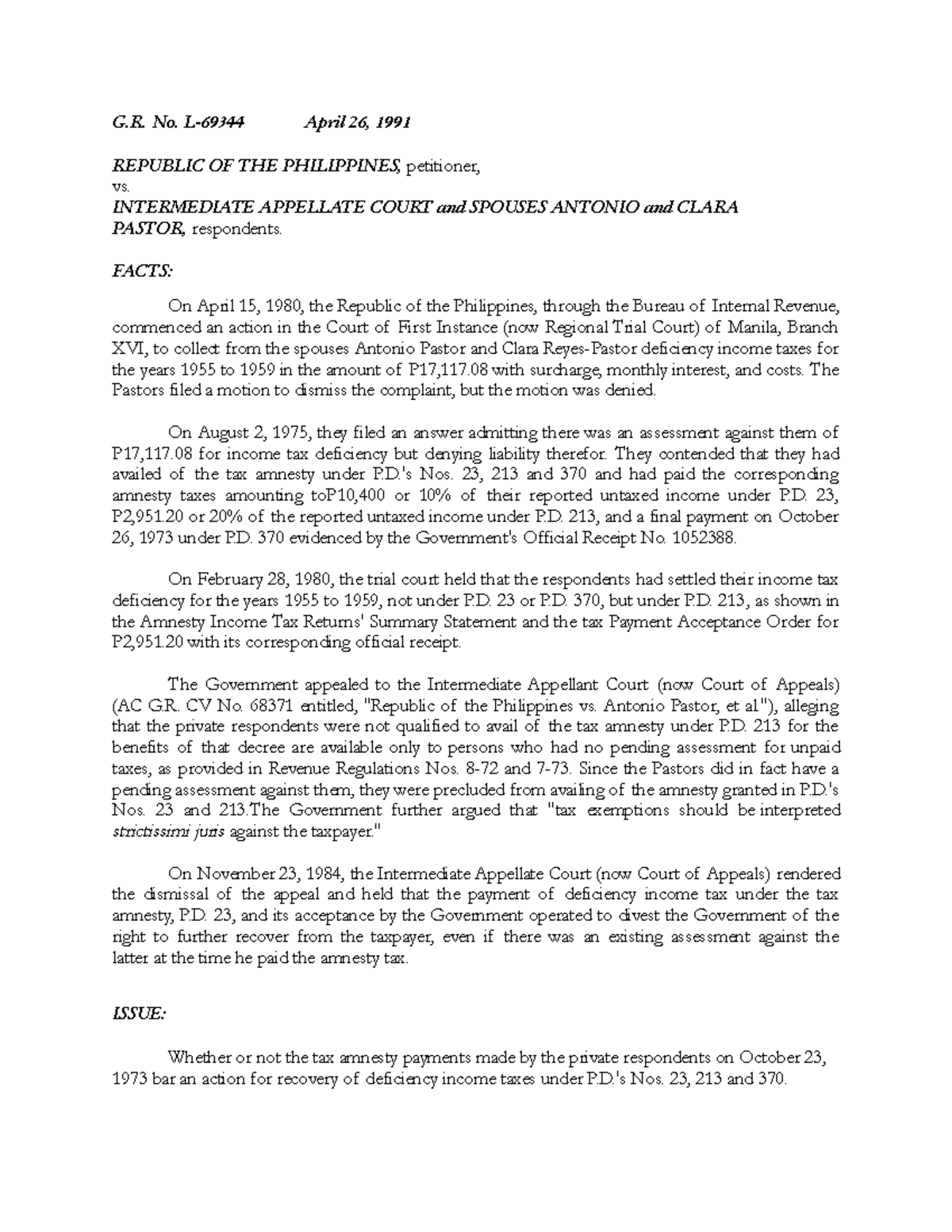 38 GR No. L-69344 Republic of the Philippines v IAC Et. Al (ML) - G. No ...