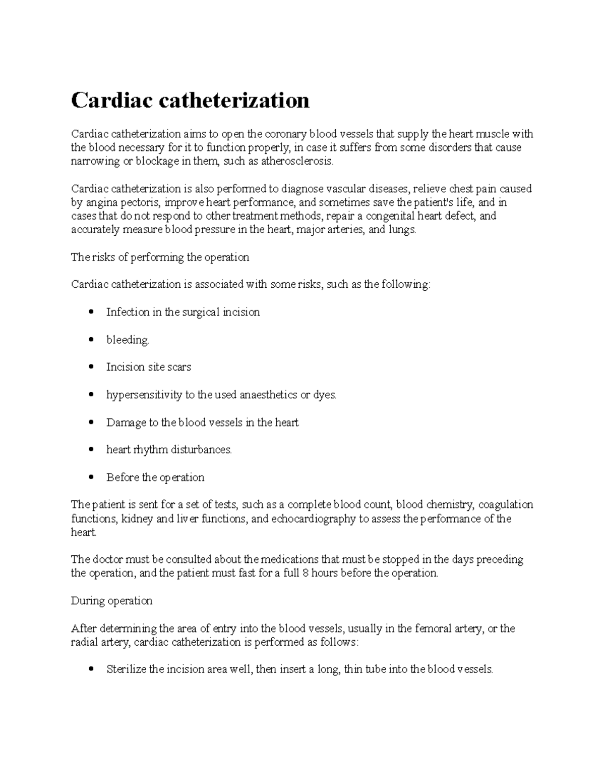 Cardiac catheterization - Cardiac catheterization Cardiac ...
