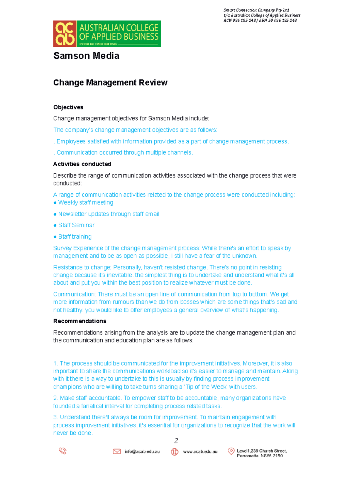Change Management Review - Samson Media Change Management Review ...