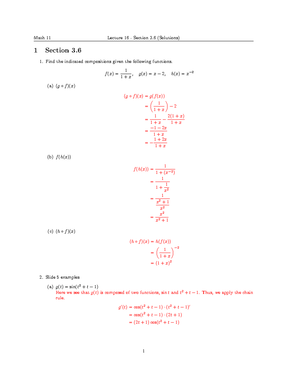 Lecture 16 solutions - Math 11 Lecture 16 - Section 3 (Solutions) 1 ...