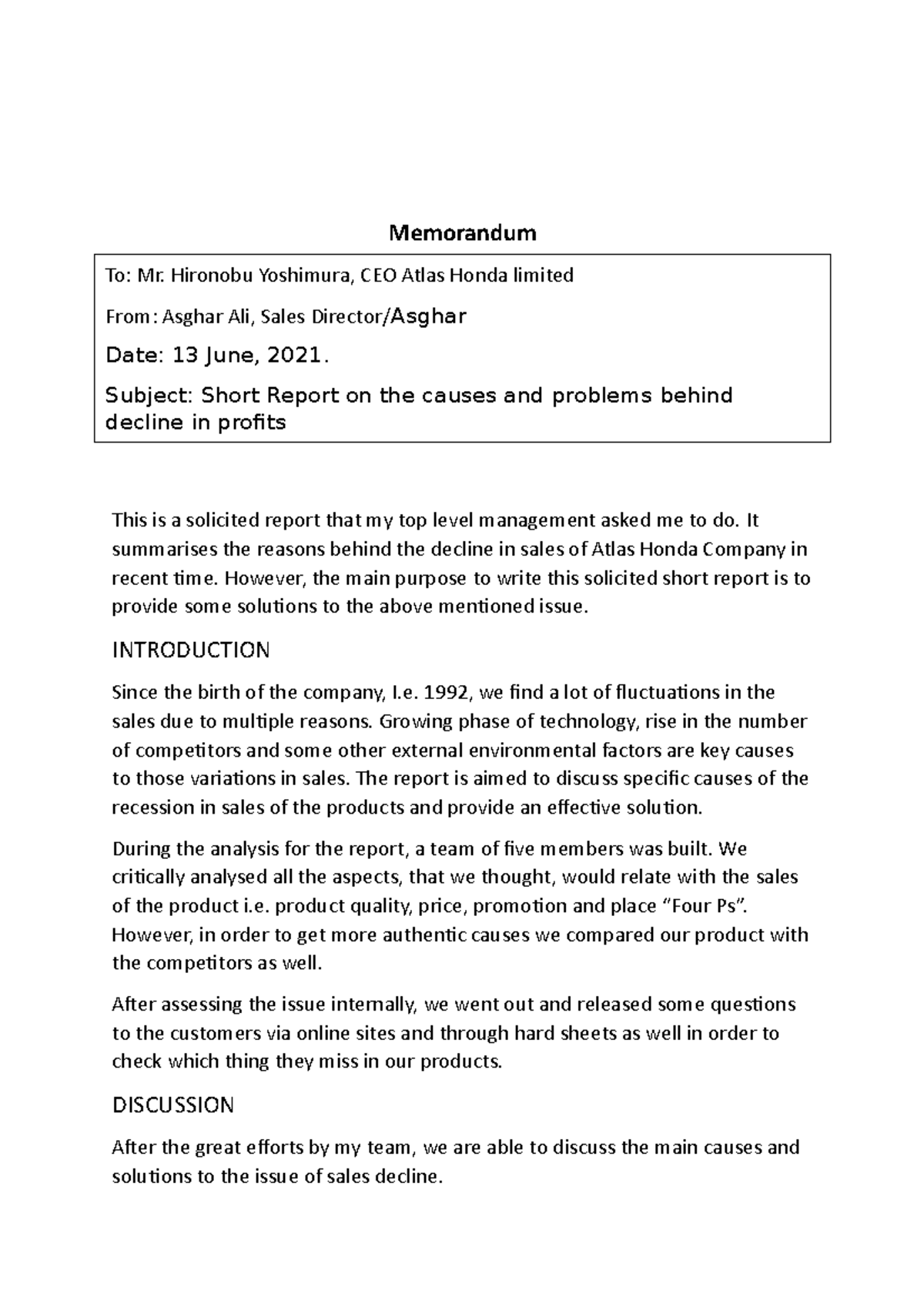 1410 Asghar Abbasi My Submission 5609 879766381 Memorandum This Is A Solicited Report That My