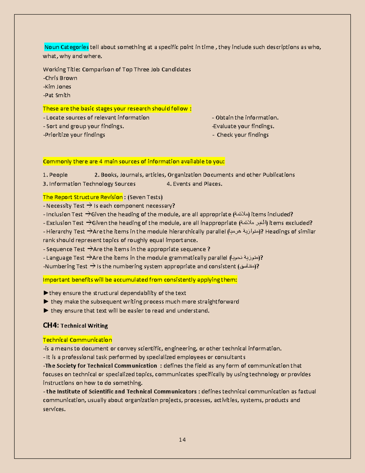 Technical Writing Summary - Noun Categories tell about something at a ...