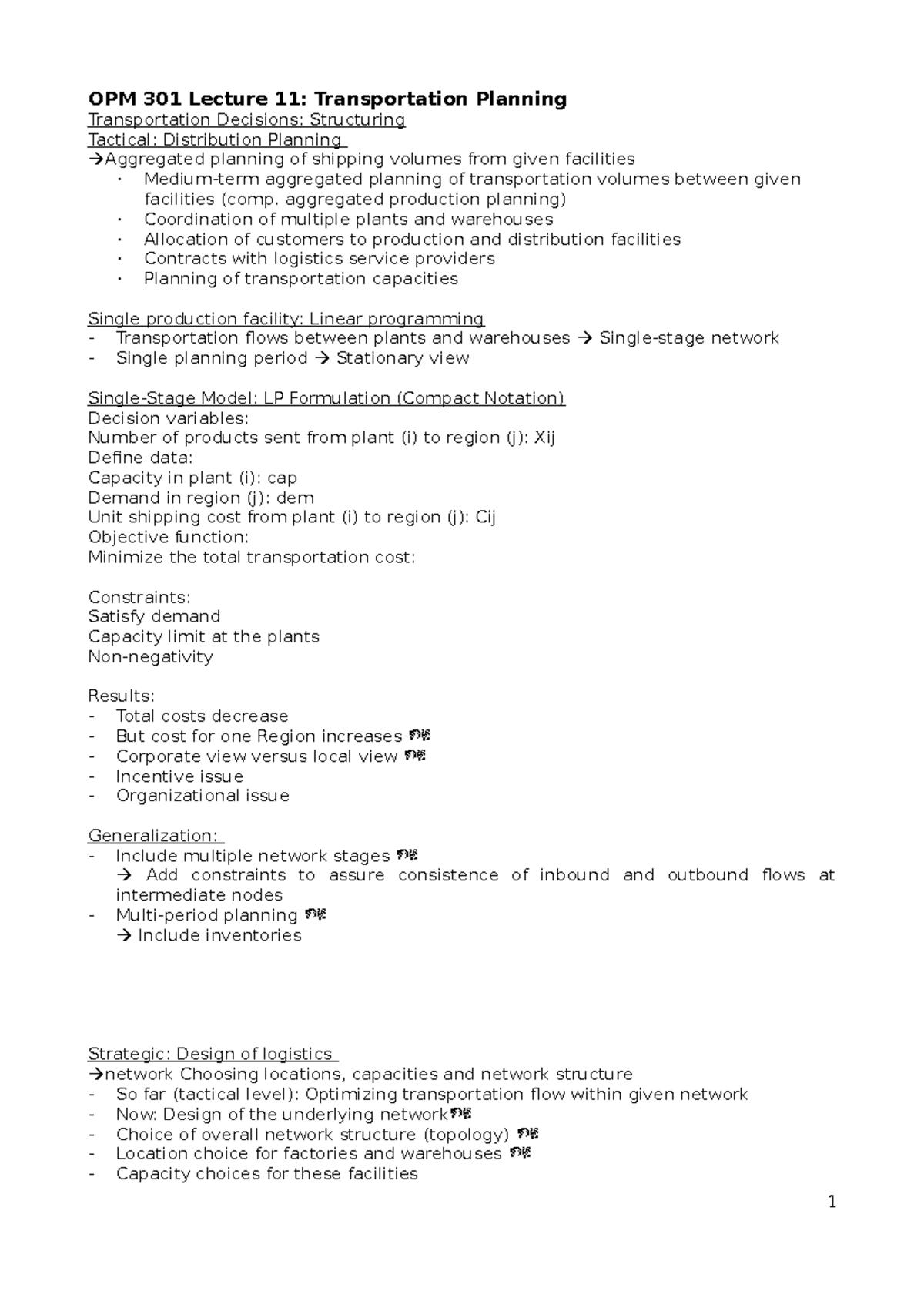 OPM11 - Zusammenfassung Operations Management - OPM 301 Lecture 11 ...