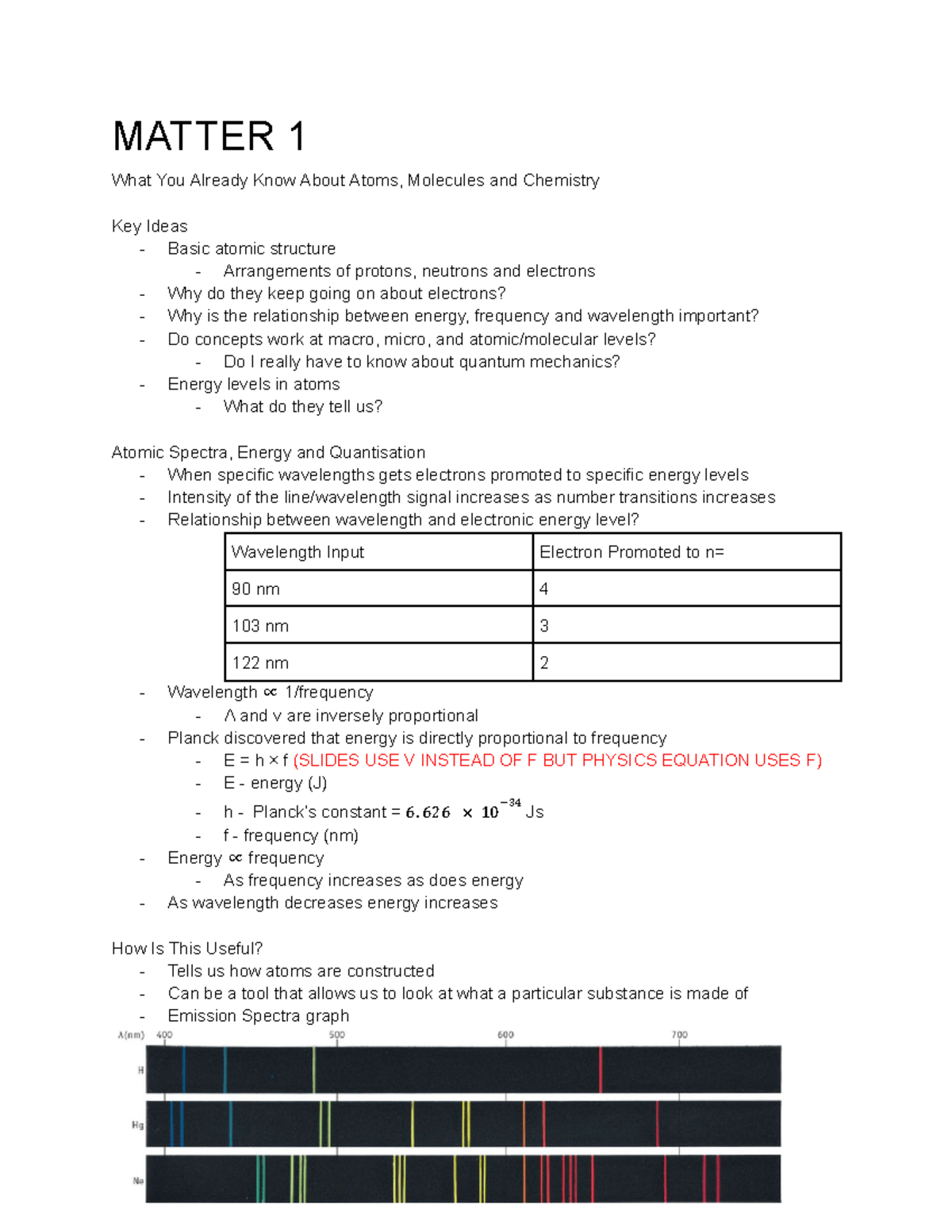 CHE144 Notes - Foundations of Chemistry - MATTER 1 What You Already ...