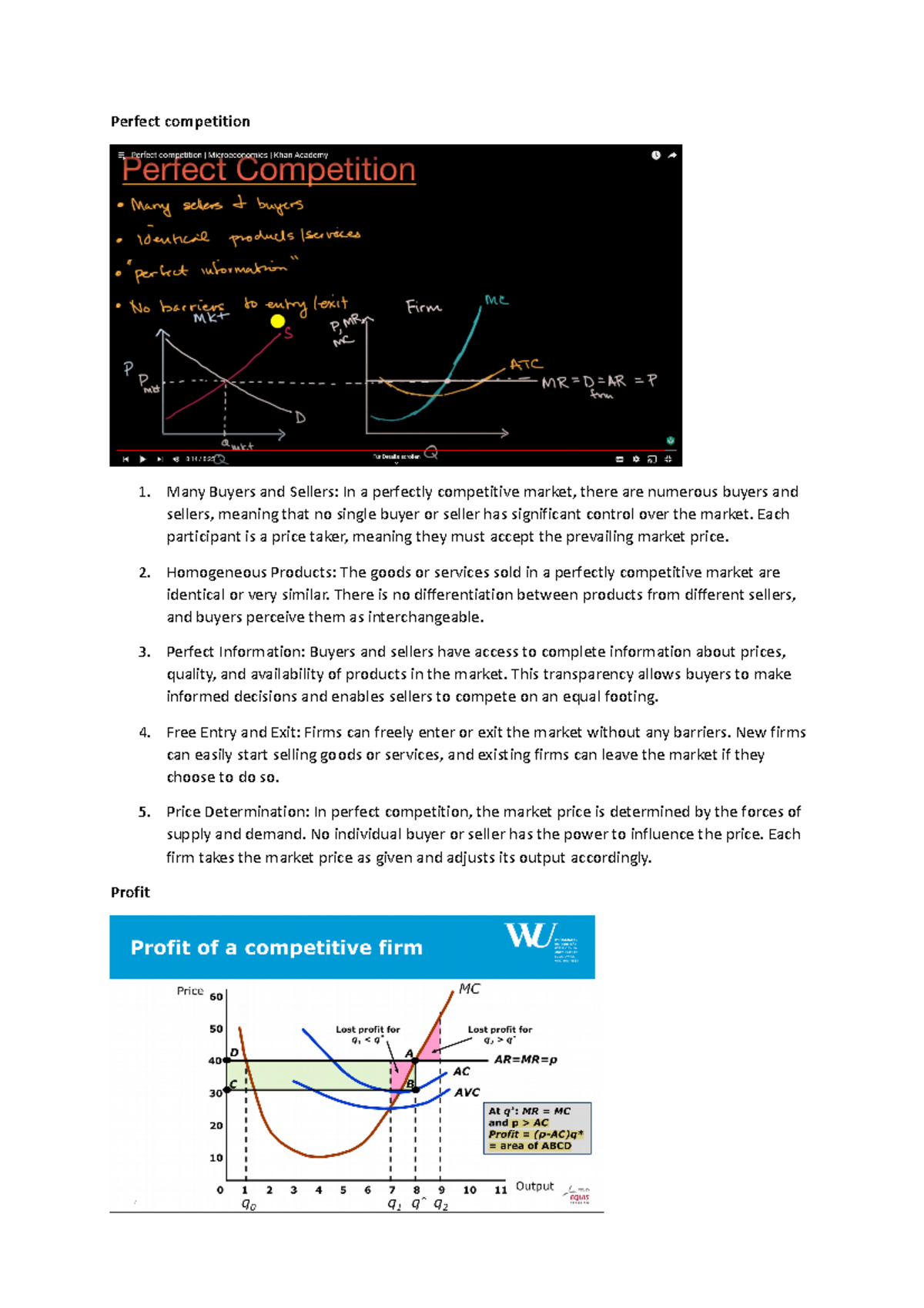 Summary - perfect competition - Perfect competition 1. Many Buyers and ...