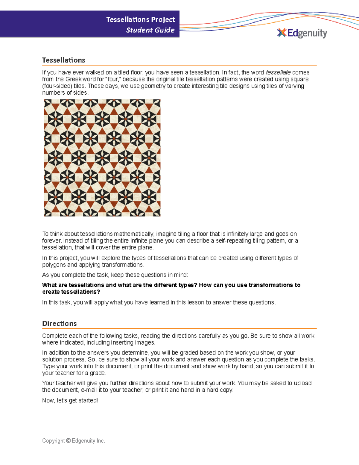 Tessellations Project Student Guide - Studocu