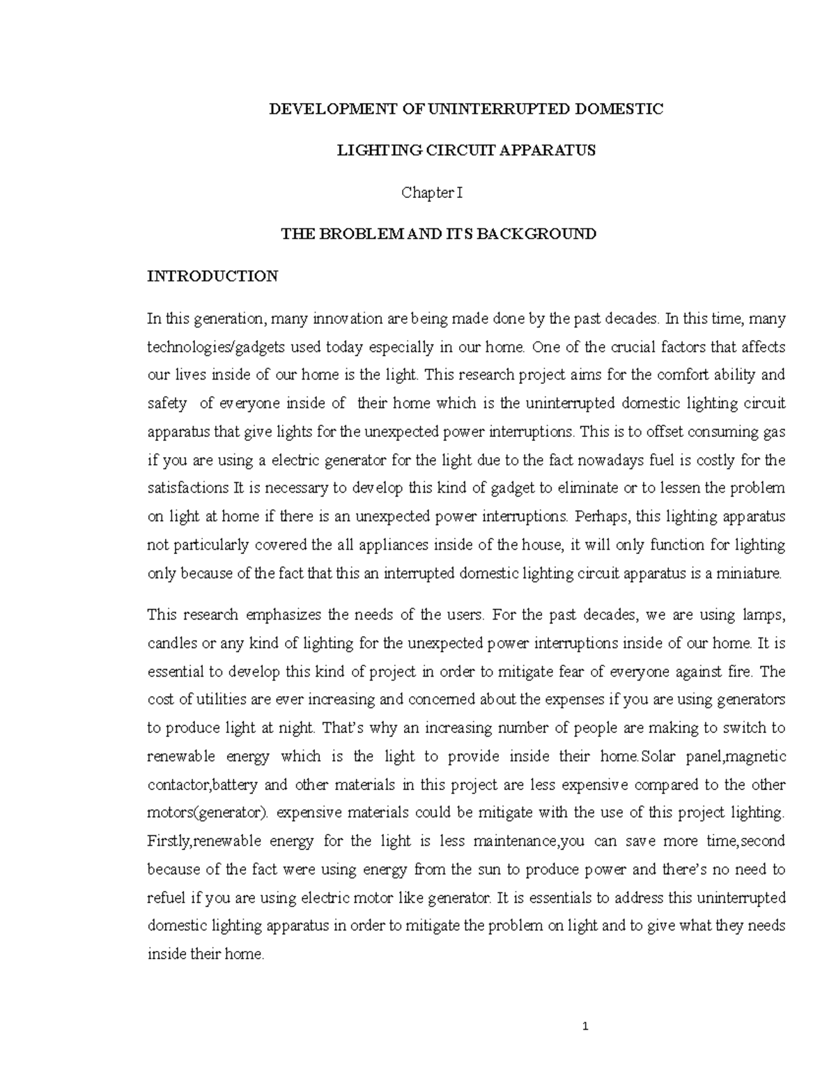 Chapter-I-3 - Helpful - DEVELOPMENT OF UNINTERRUPTED DOMESTIC LIGHTING ...