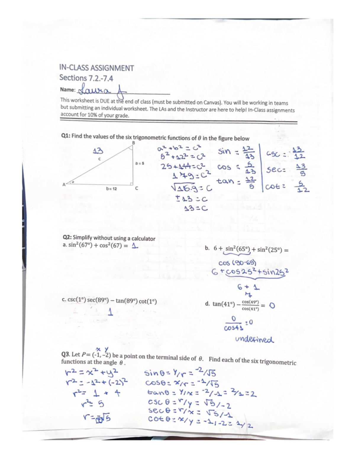 IN- Class Assignment 7 - MAC 1147 - Studocu