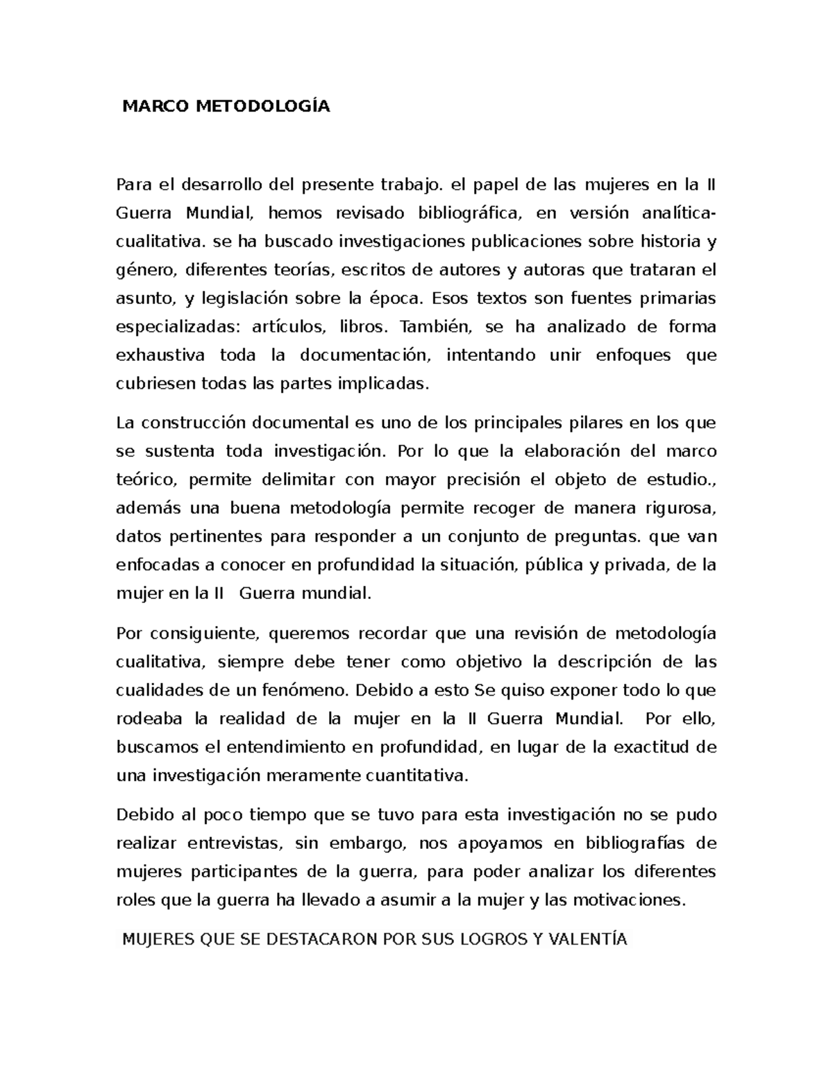 Metodología.ypm (10) - metodología - MARCO METODOLOGÍA Para el desarrollo del presente trabajo ...