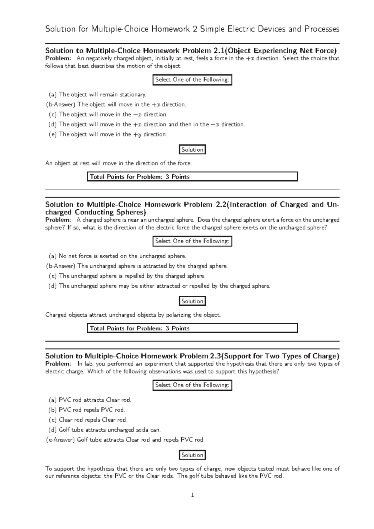 MC Hwk 2 - Multiple-Choice Homework 2 Simple Electric Devices and ...