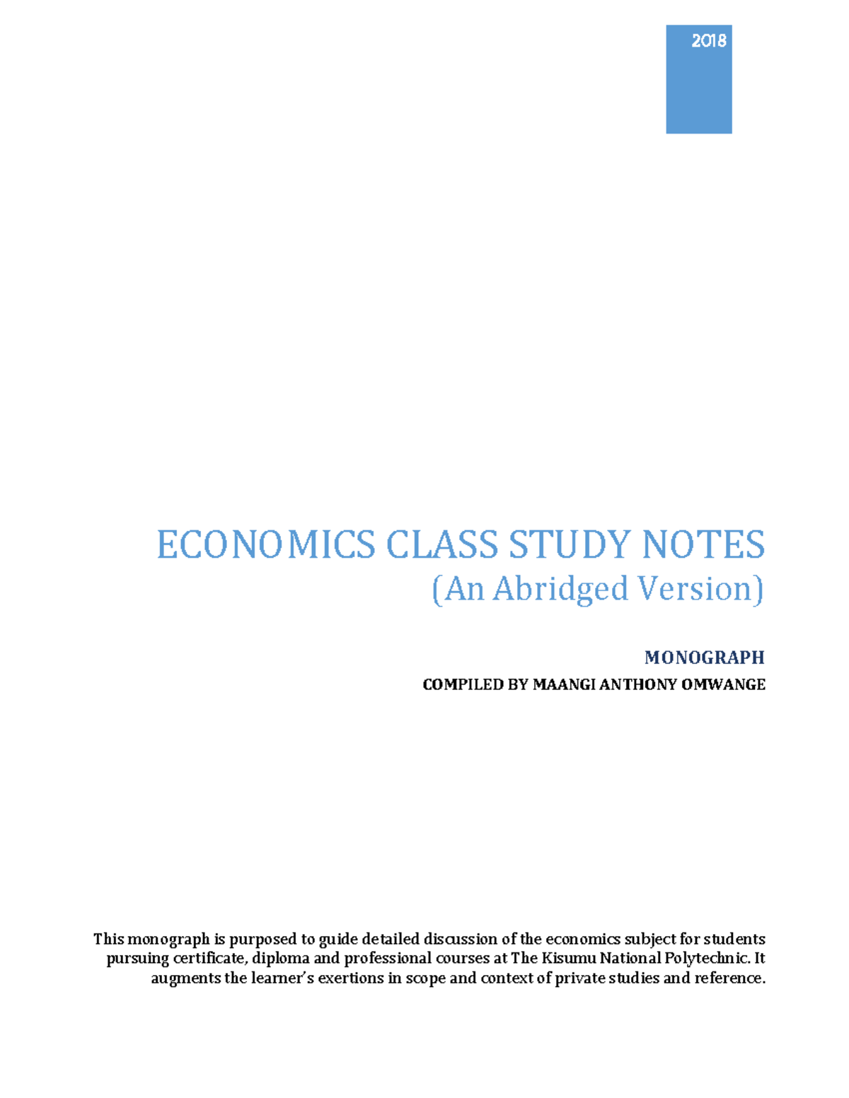 Short Study Notes FOR DHRM III-1 Economics Business - 2018 ECONOMICS ...