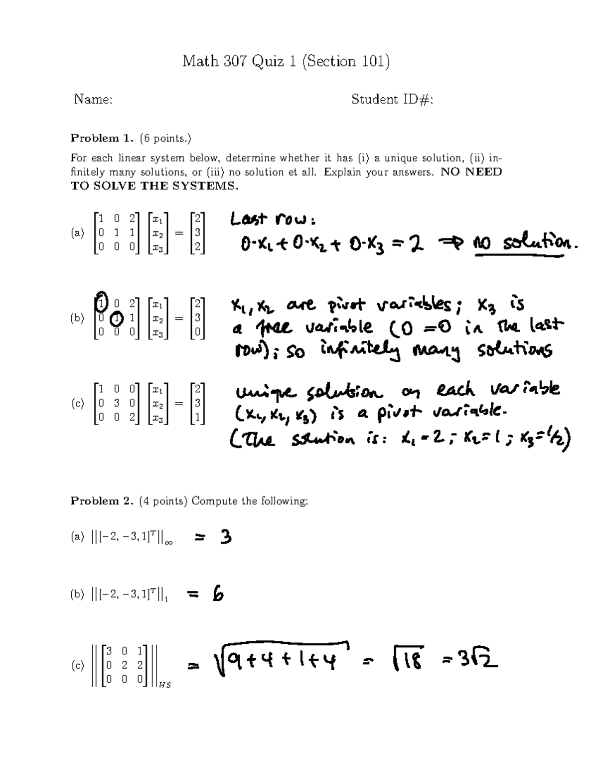 Quiz1 September 2019, answers - Math 307 Quiz 1 (Section 101) Name ...